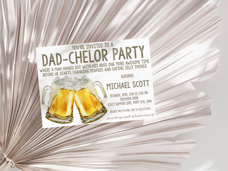 Editable Dadchelor Baby Shower Invitation Instant Digital Download ...