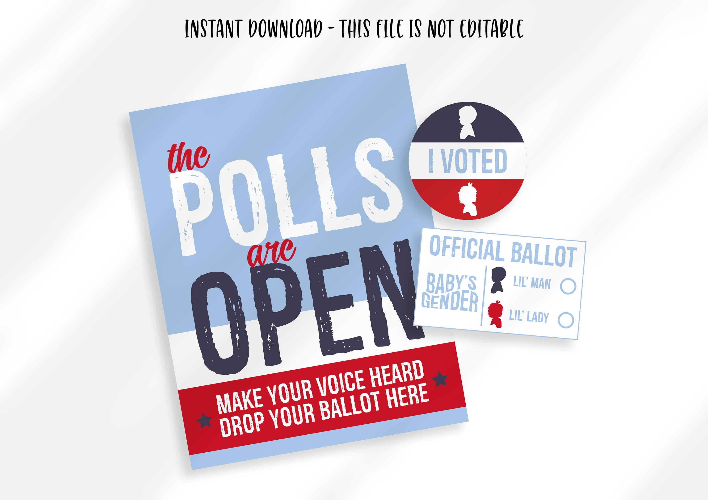 Voting Gender Reveal Printable Instant Download Voting Ballot Sticker ...