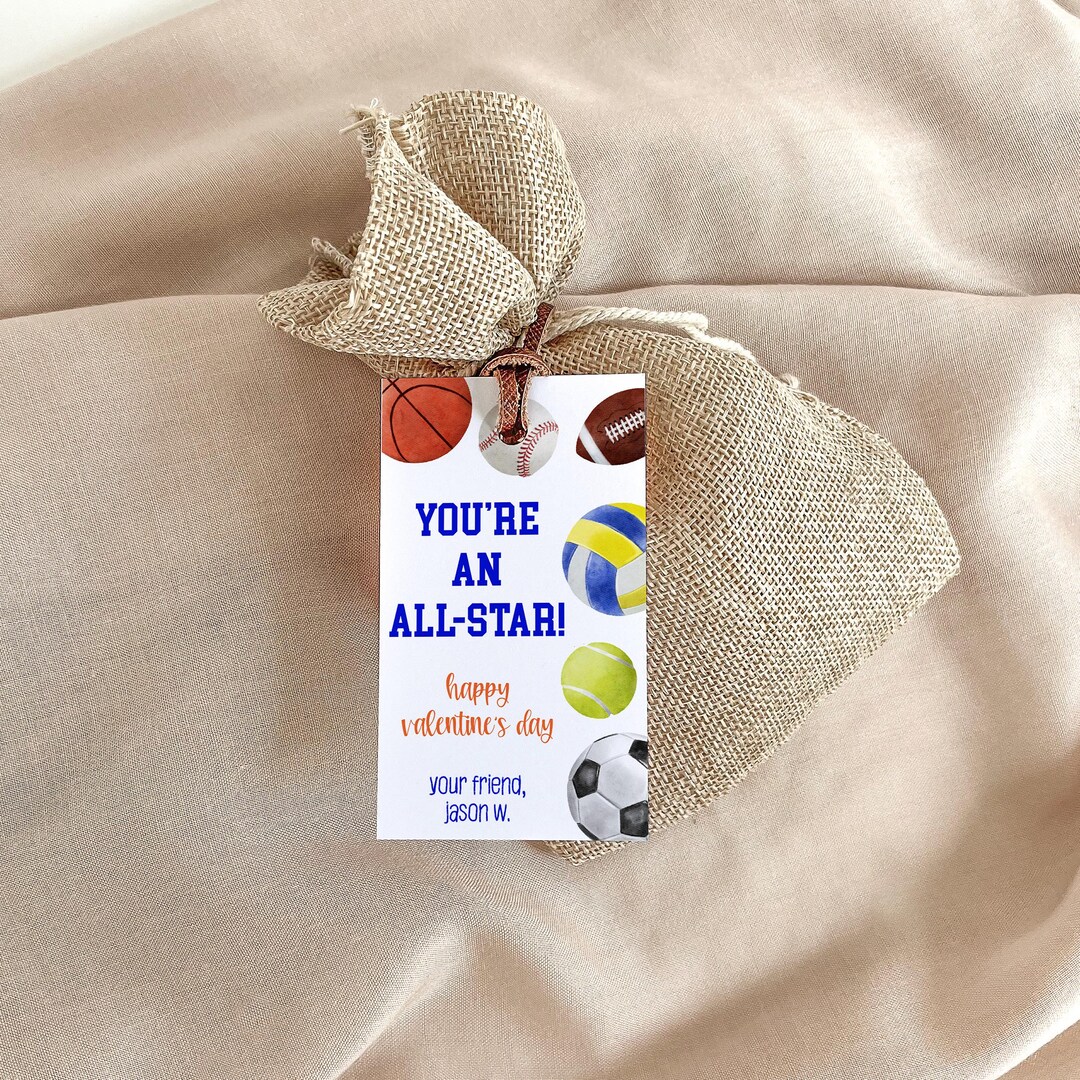 You're an All Star Valentine Tag for Students Editable, Sports ...