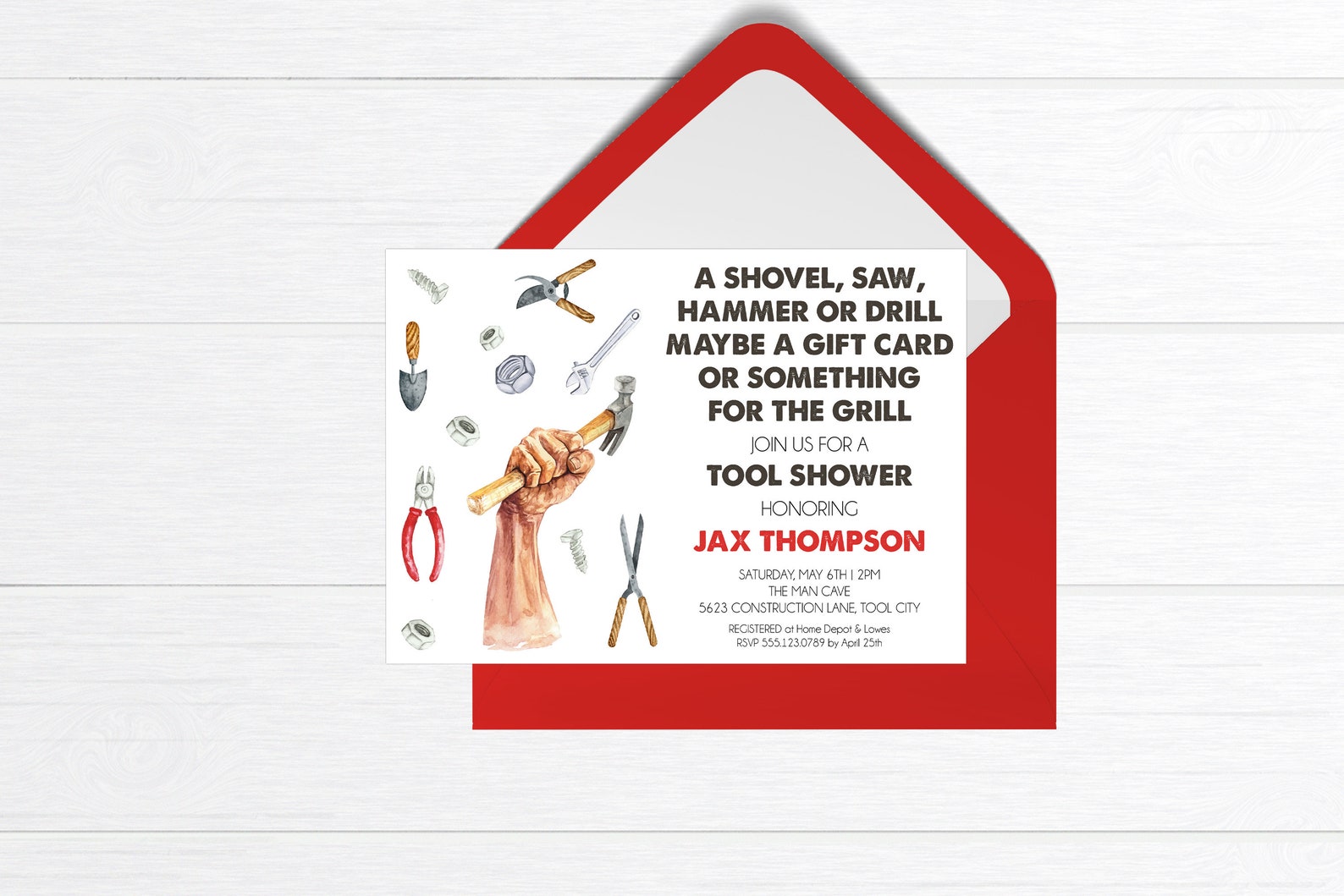 Editable Man Tool Shower Invitation | Groom Shower Invitation | Man ...