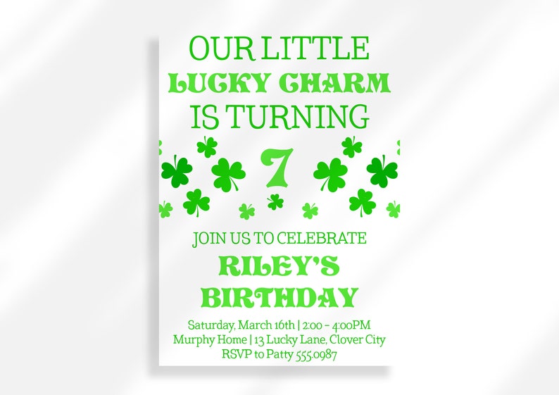 Editable Lucky Seven Birthday Invitation for Instant Digital Download ...