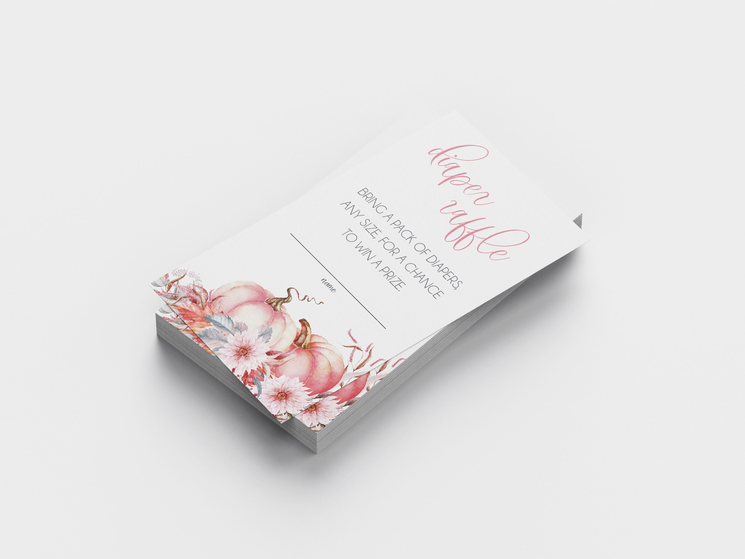 Editable Pink Fall Pumpkin Diaper Raffle Tickets Printable | Baby ...
