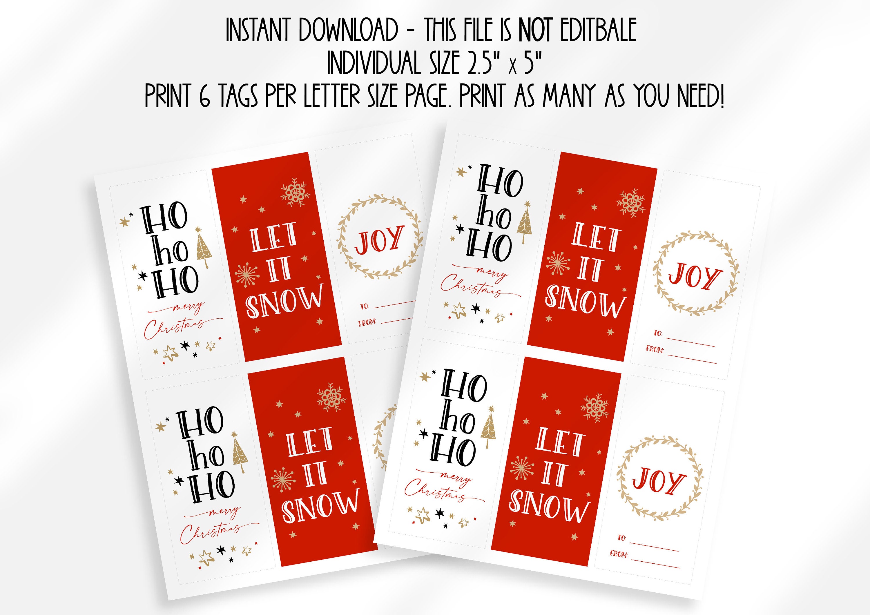 Christmas Gift Tags Printable | Holiday Favor Tags | Ho Ho Ho Merry ...