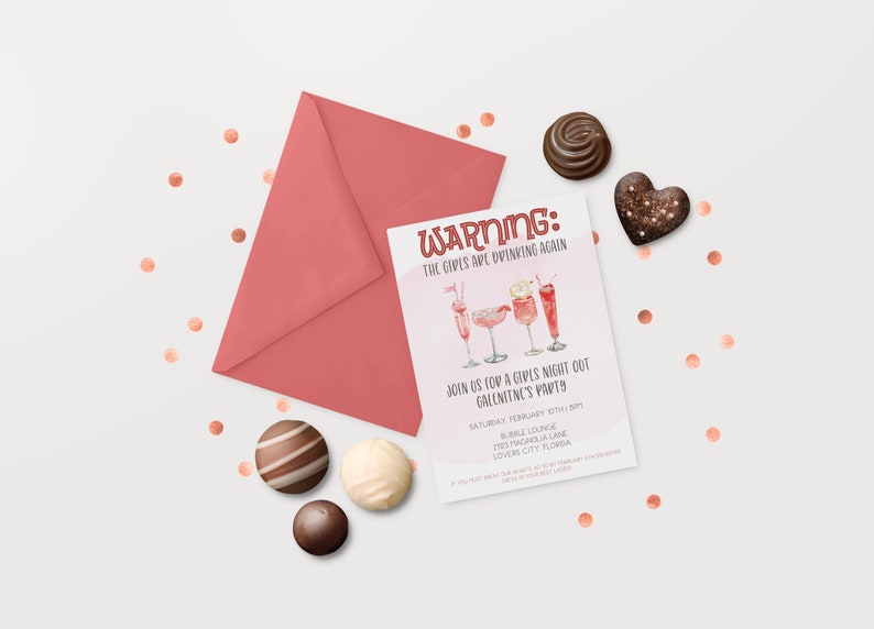 Editable Galentines Day Invitation For Instant Digital Download