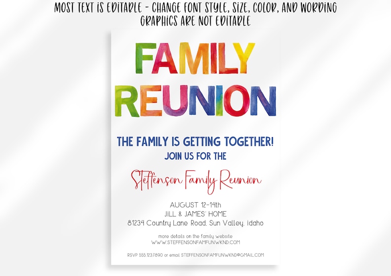 Editable Family Reunion Invitation Template | Summer Family Reunion ...