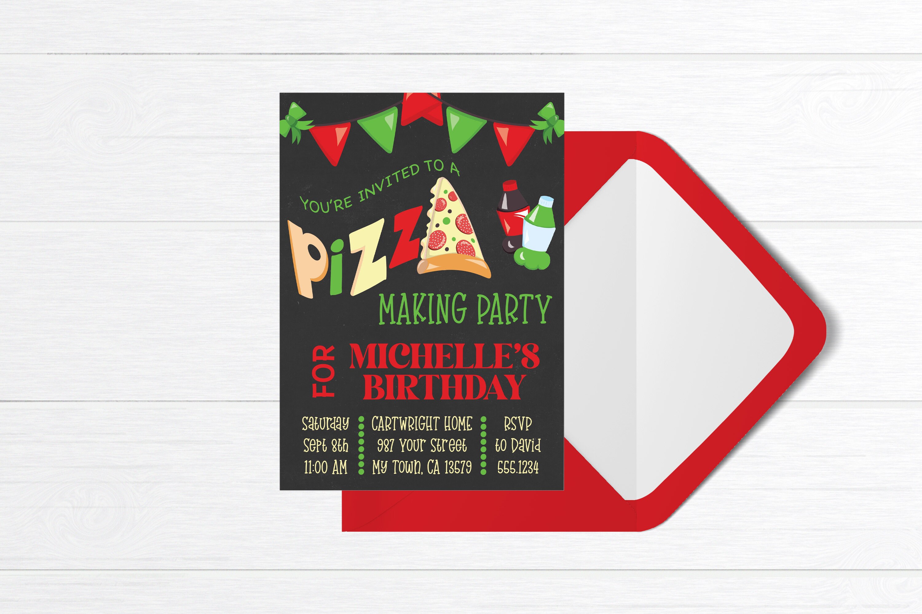 Editable Pizza Making Party Invitation Pizza Party Invite Kid Birthday ...