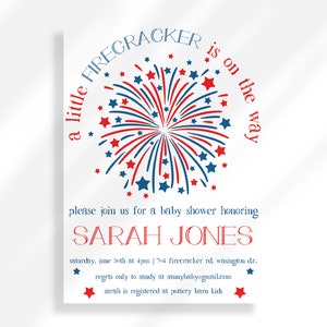 Editable Firecracker Baby Shower Invitation | Red White Blue Invitation ...