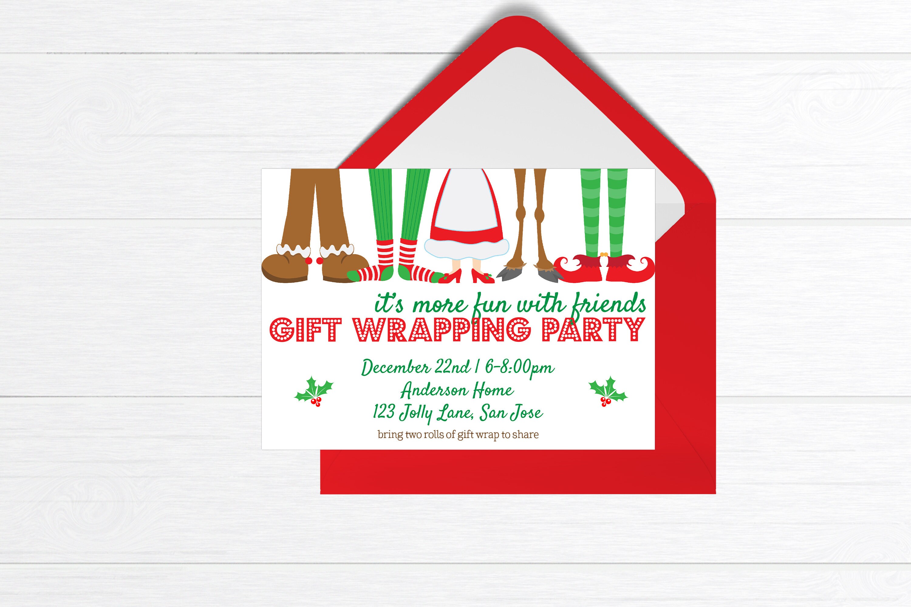 Editable Christmas Wrapping Party Invitations | Holiday Wrapping Slow ...
