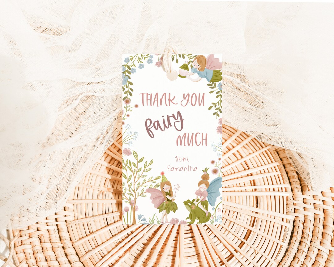 Editable Fairy Birthday Party Favor Tag | Fairy Princess Birthday Tag ...