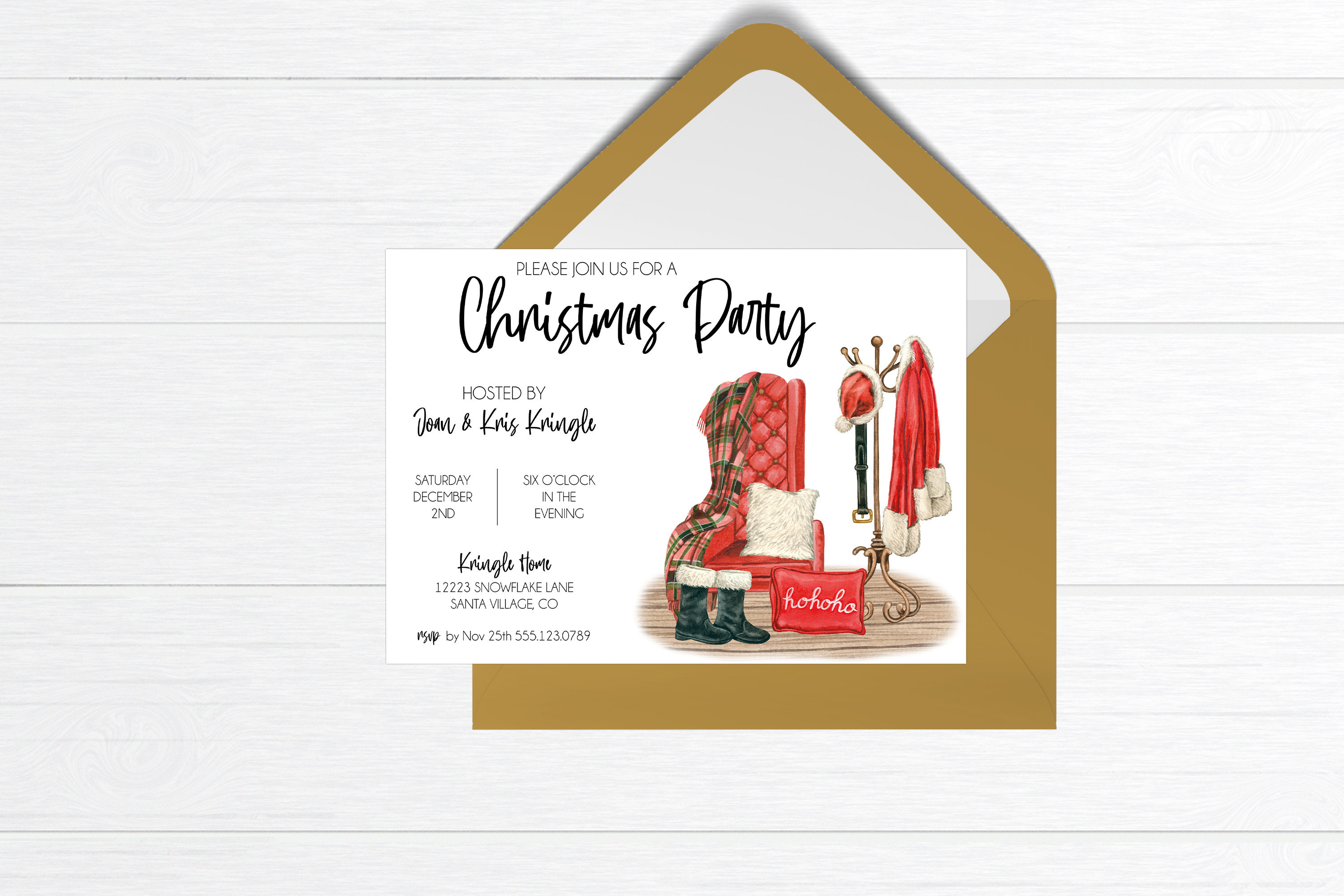 Editable Vintage Christmas Invitation Annual Holiday Party Invitation ...