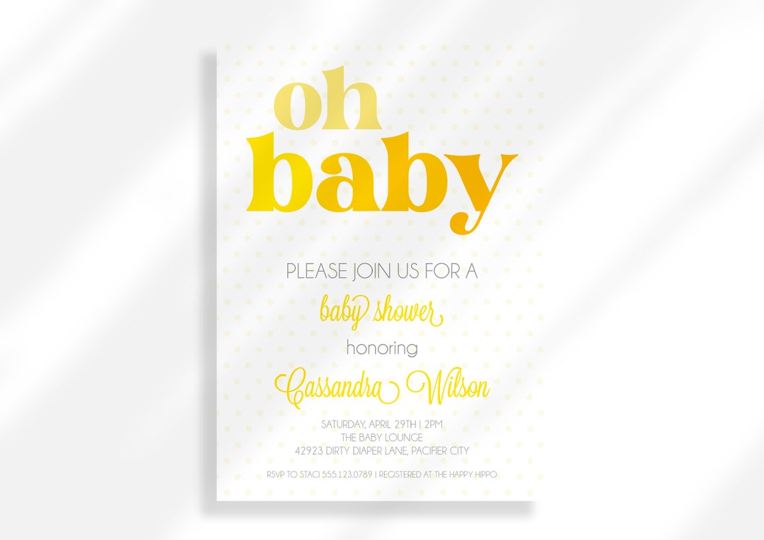 Editable Yellow Baby Shower Invitation Template - Etsy