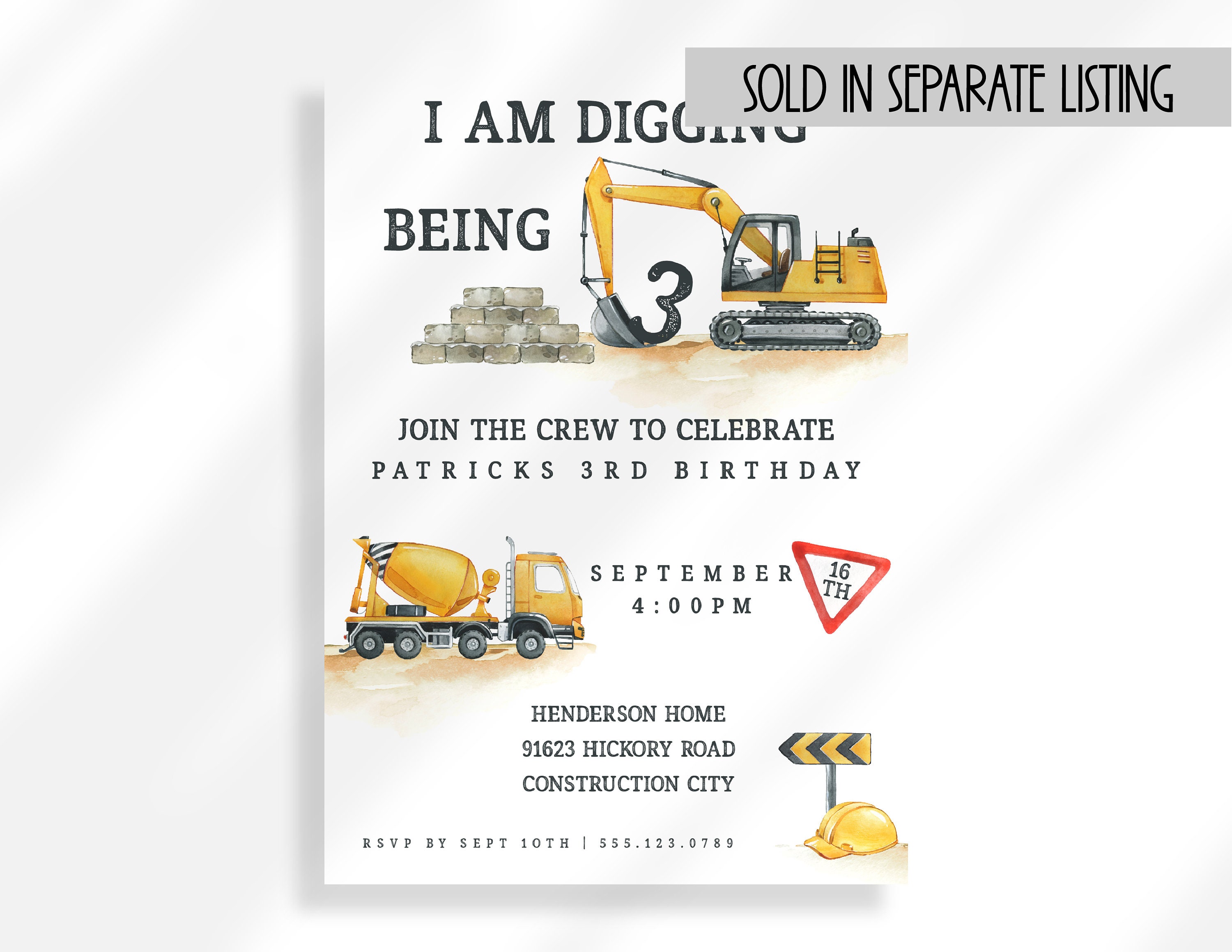 Editable Stop the Traffic Close the Road Birthday Invitation for ...