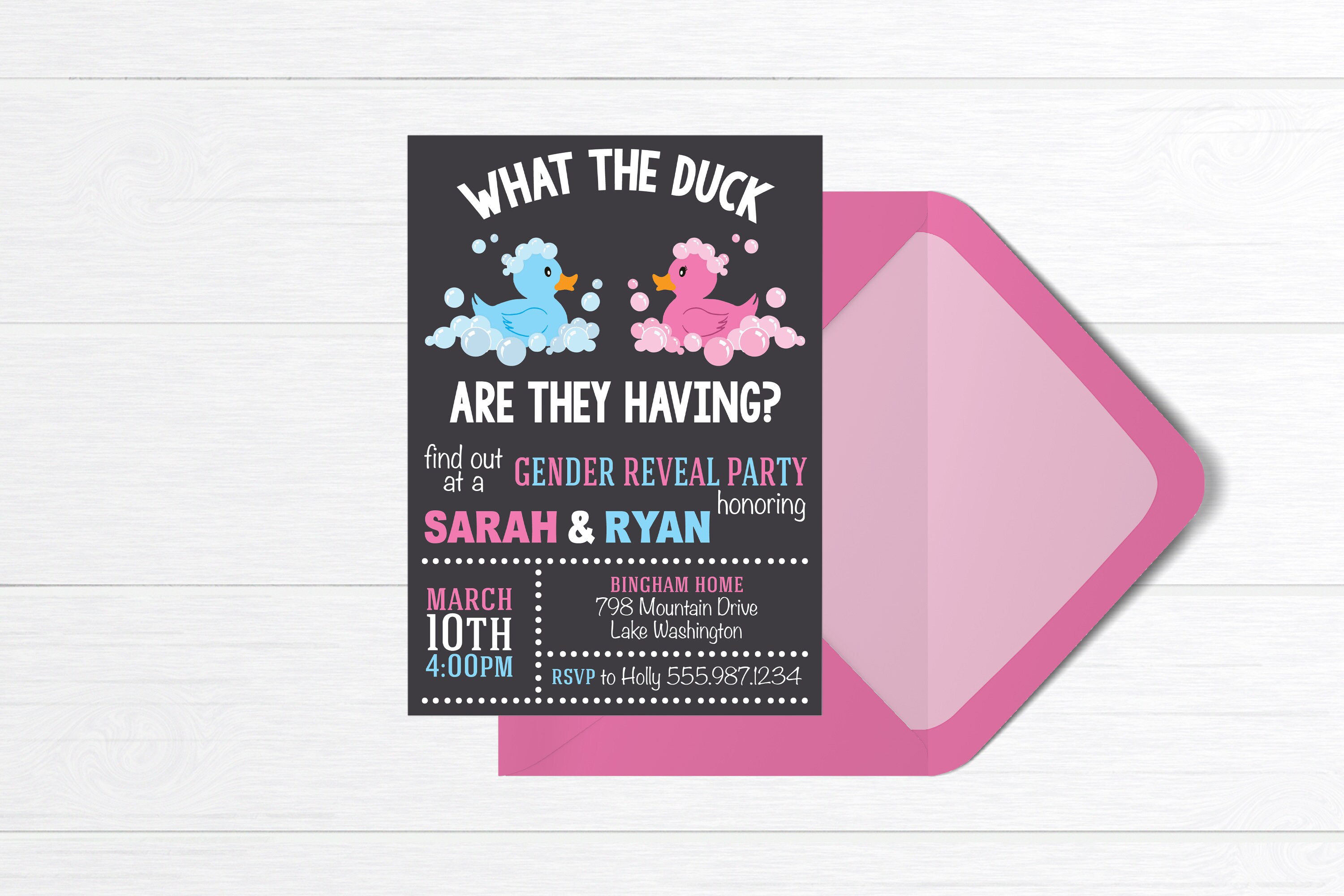 Editable What the Duck Gender Reveal Invitation for Instant Digital ...