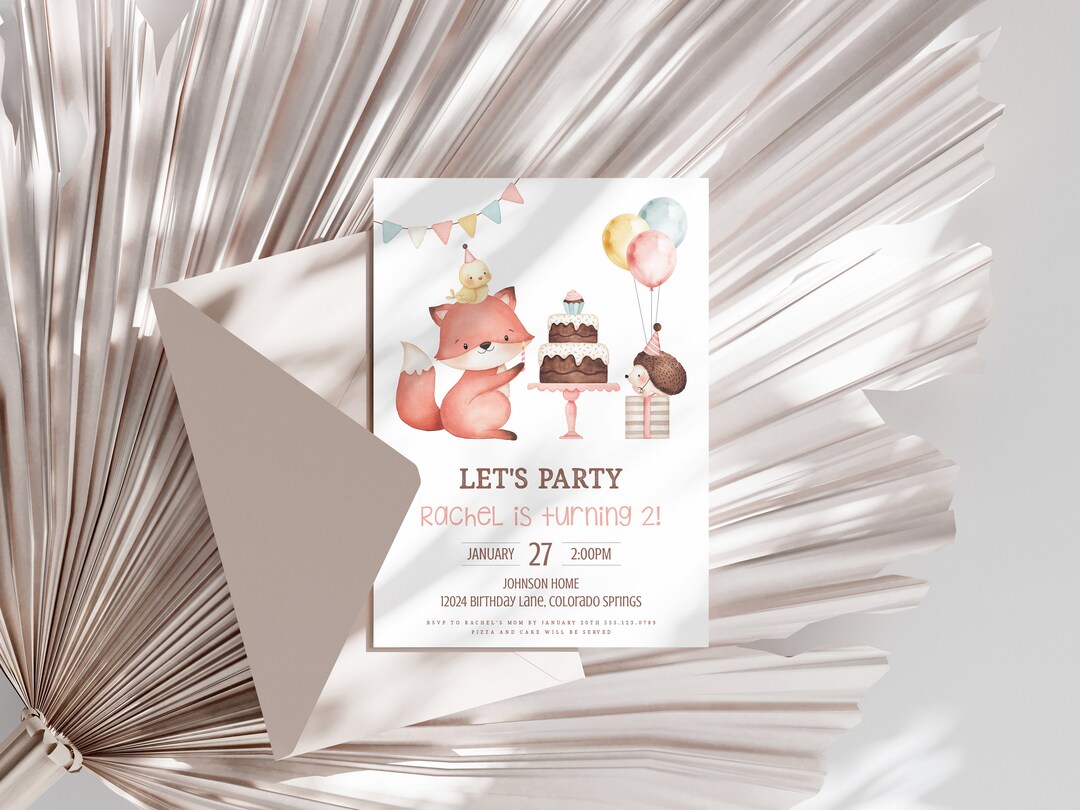 Editable Kid Birthday Invitation for Girls | Party Animal Invitation ...