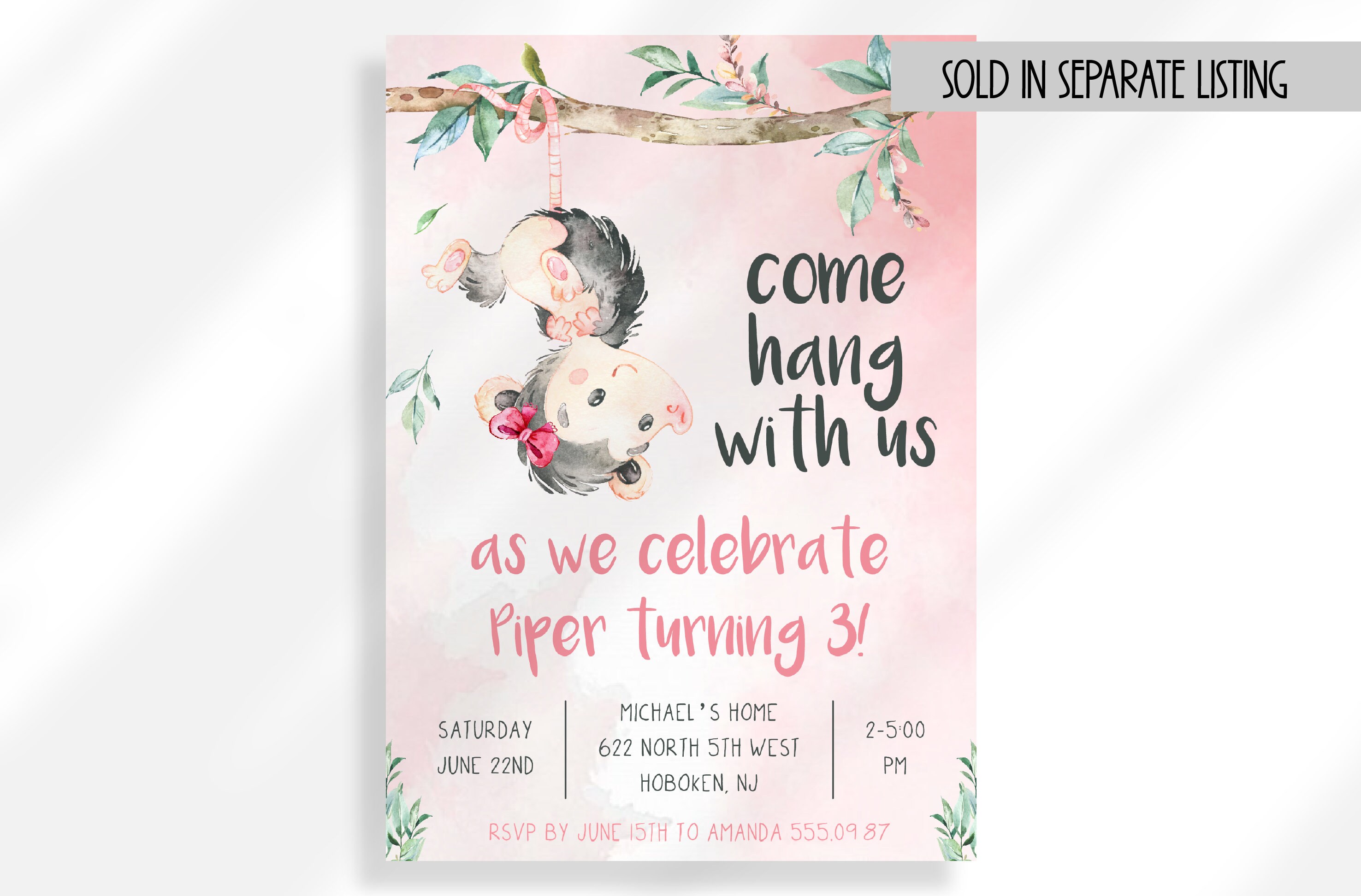 Editable Come Hang Out Birthday Invitation for Instant Digital Download ...
