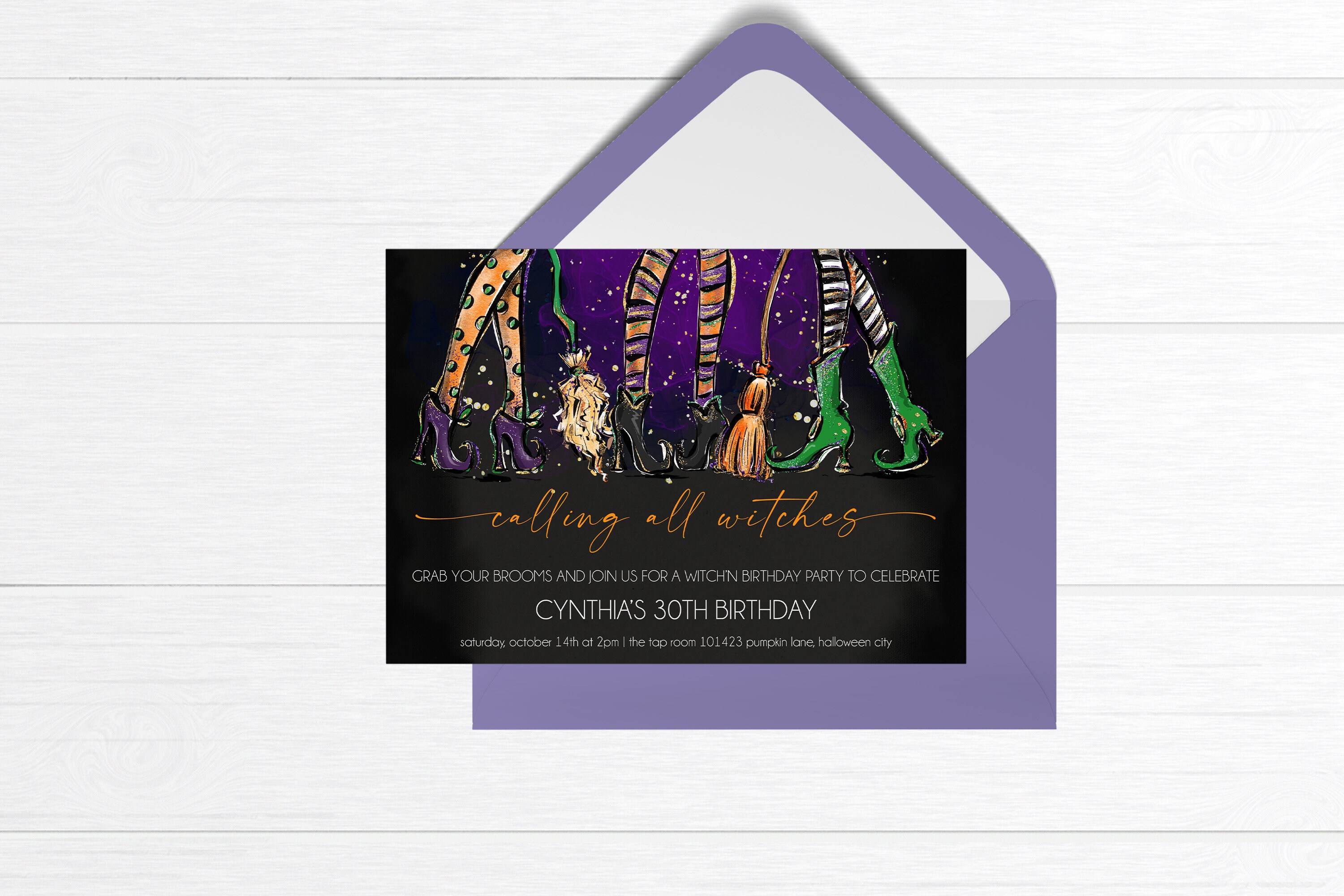 Editable Witch Birthday Party Invite | Halloween Party Invitation ...