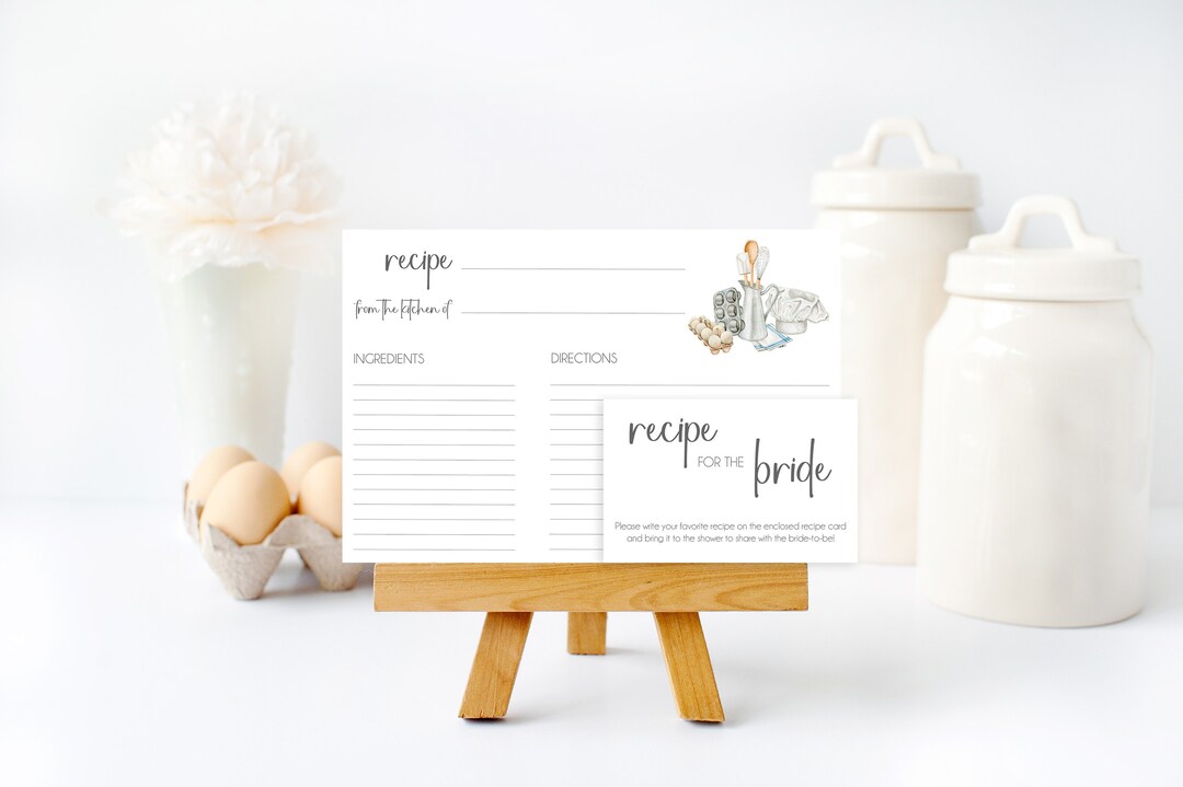 Recipe for the Bride | Kitchen Bridal Shower | Recipe Cards Bridal ...