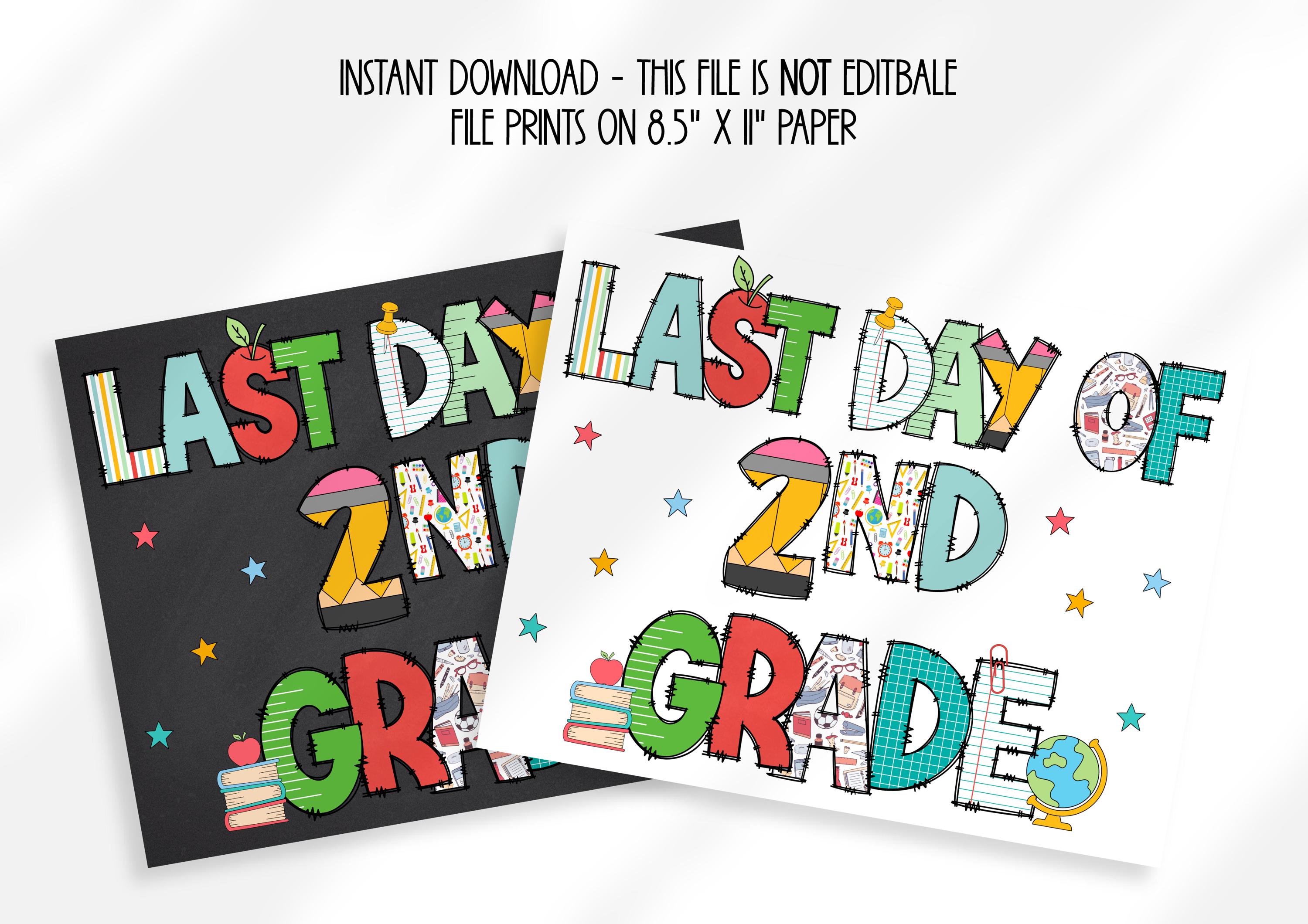 Last Day of 2nd Grade Sign, Autograph Sign Digital Download, End of ...