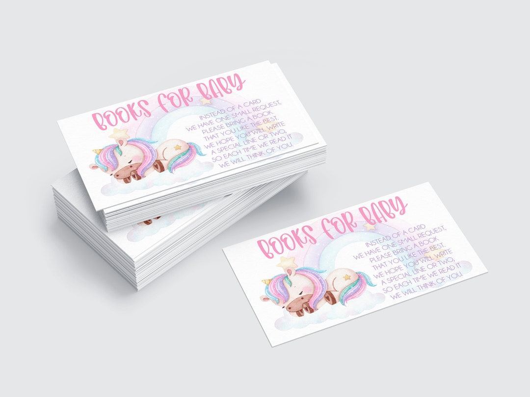 Editable Unicorn Books for Baby Card Request Books Instead of Card Baby ...