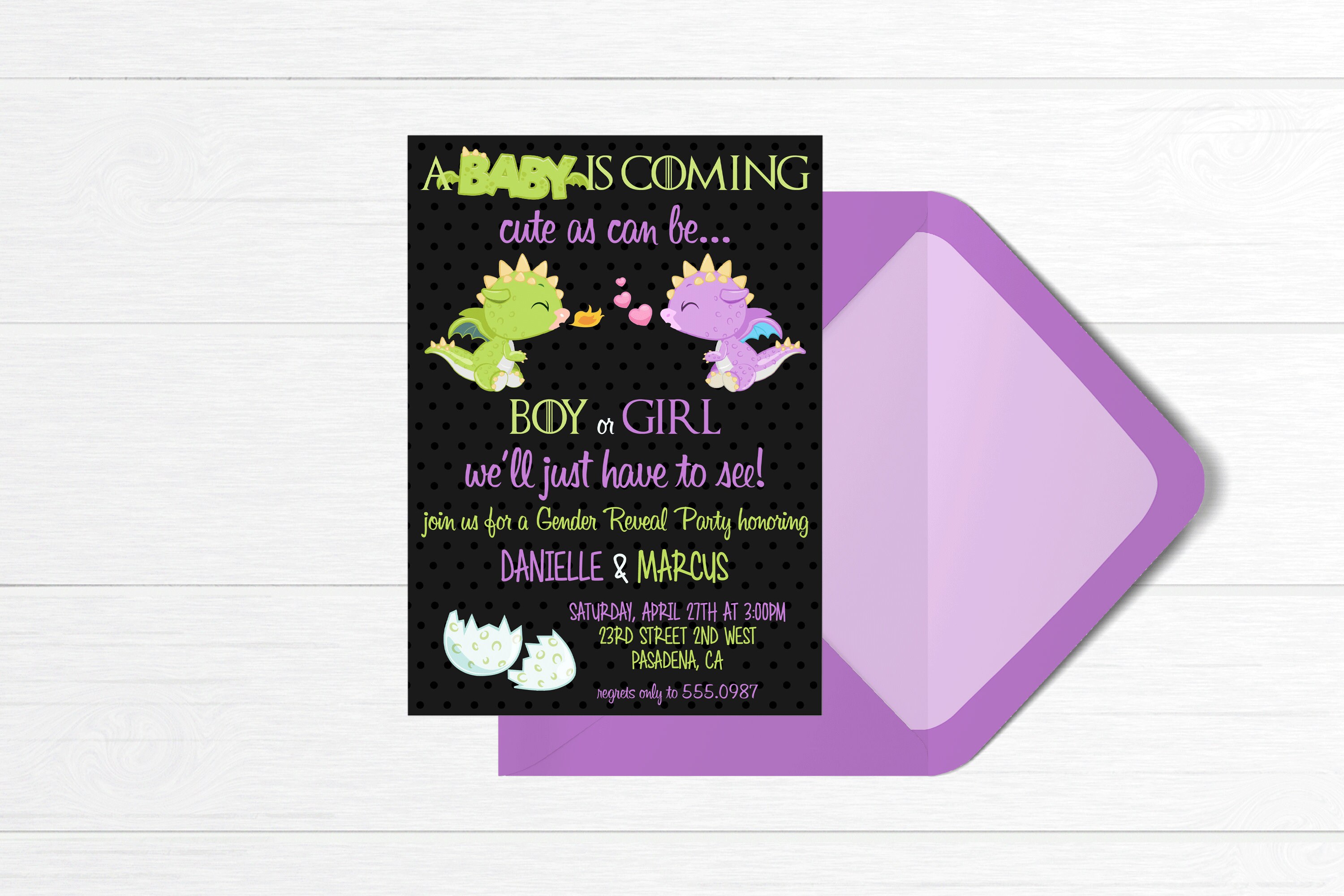 Editable Dragon Gender Reveal Invitation for Instant Digital - Etsy