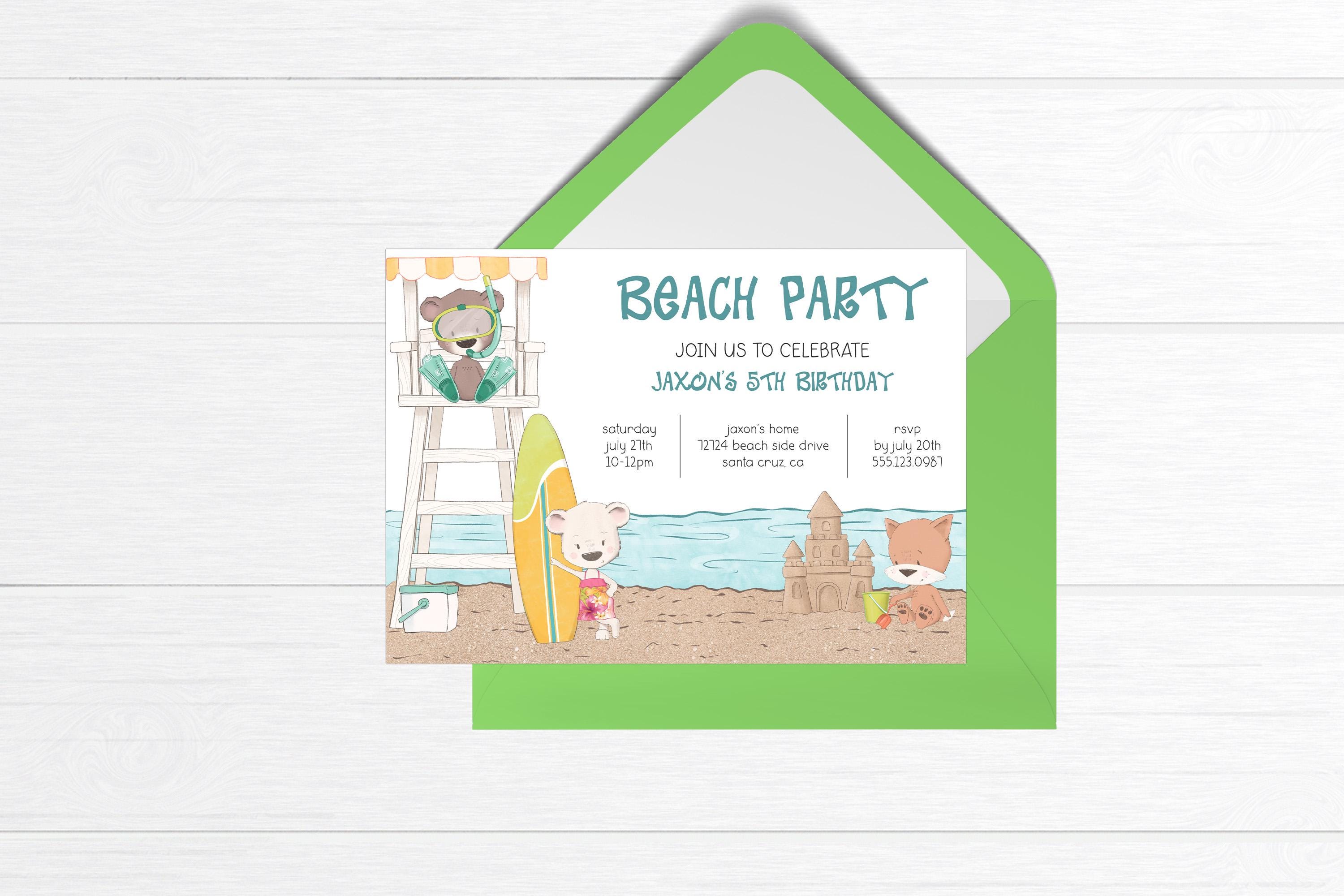 Editable Beach Party Invitation Template Lets Celebrate Beach Invite ...