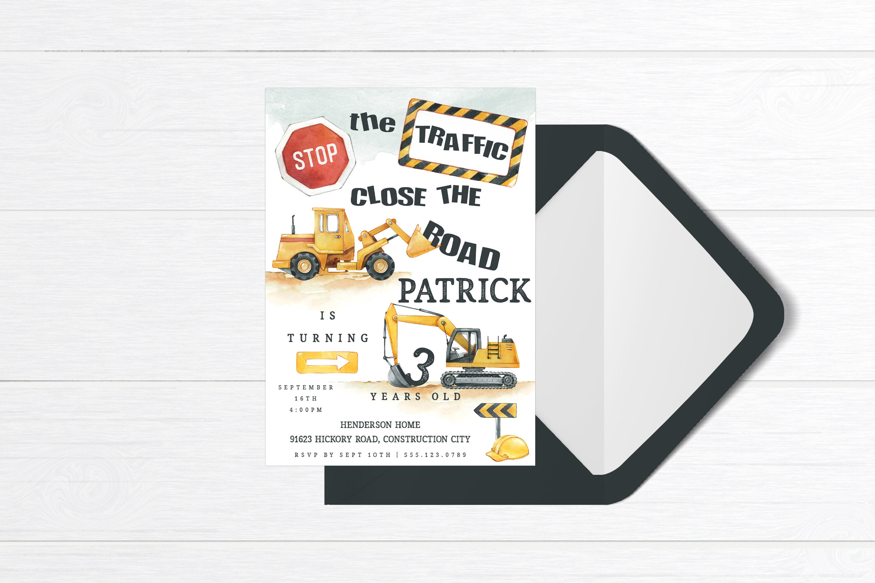 Editable Stop the Traffic Close the Road Birthday Invitation for ...