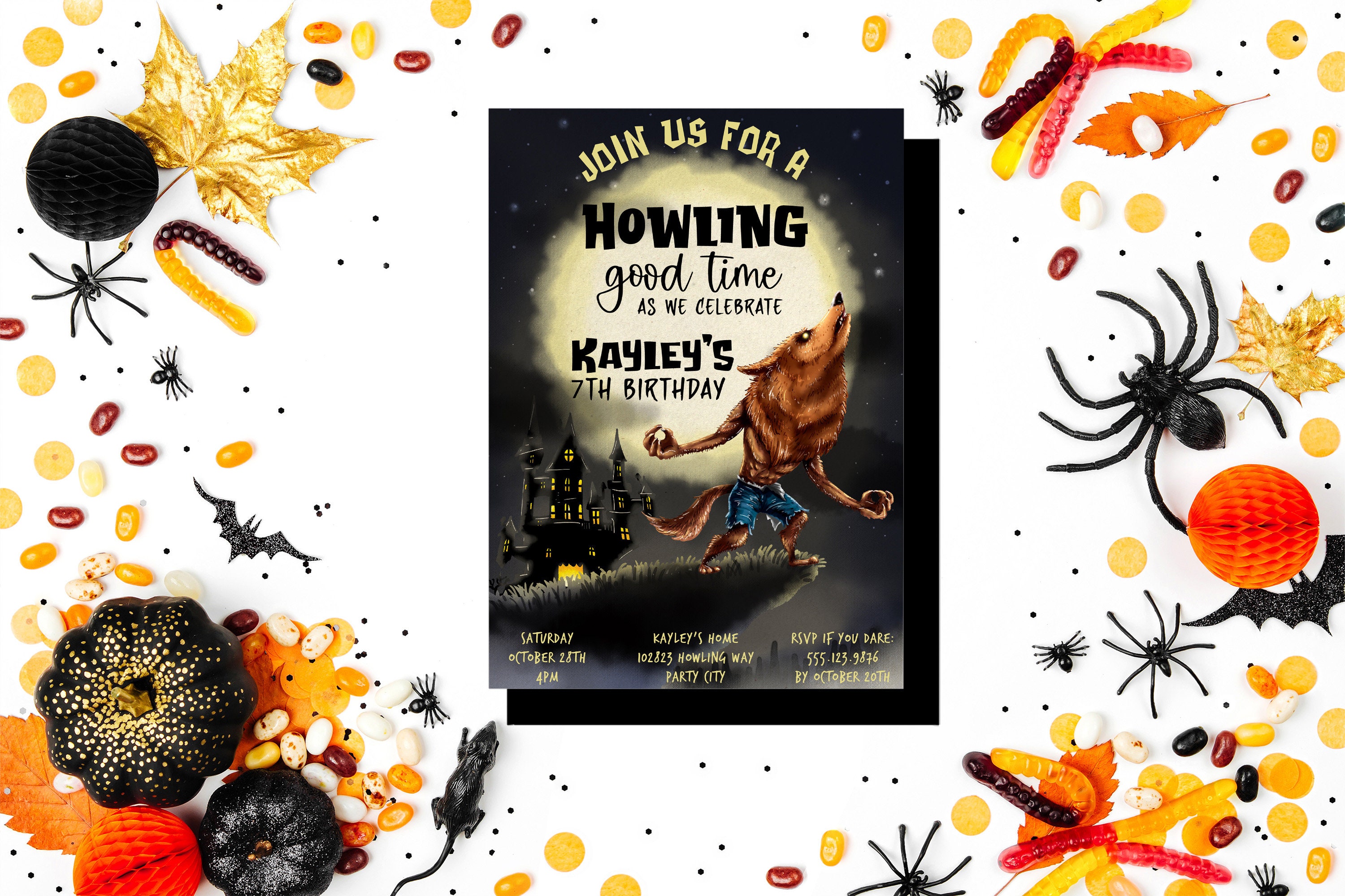 Werewolf Birthday Invitation Kid Halloween Party Invitation, Halloween ...
