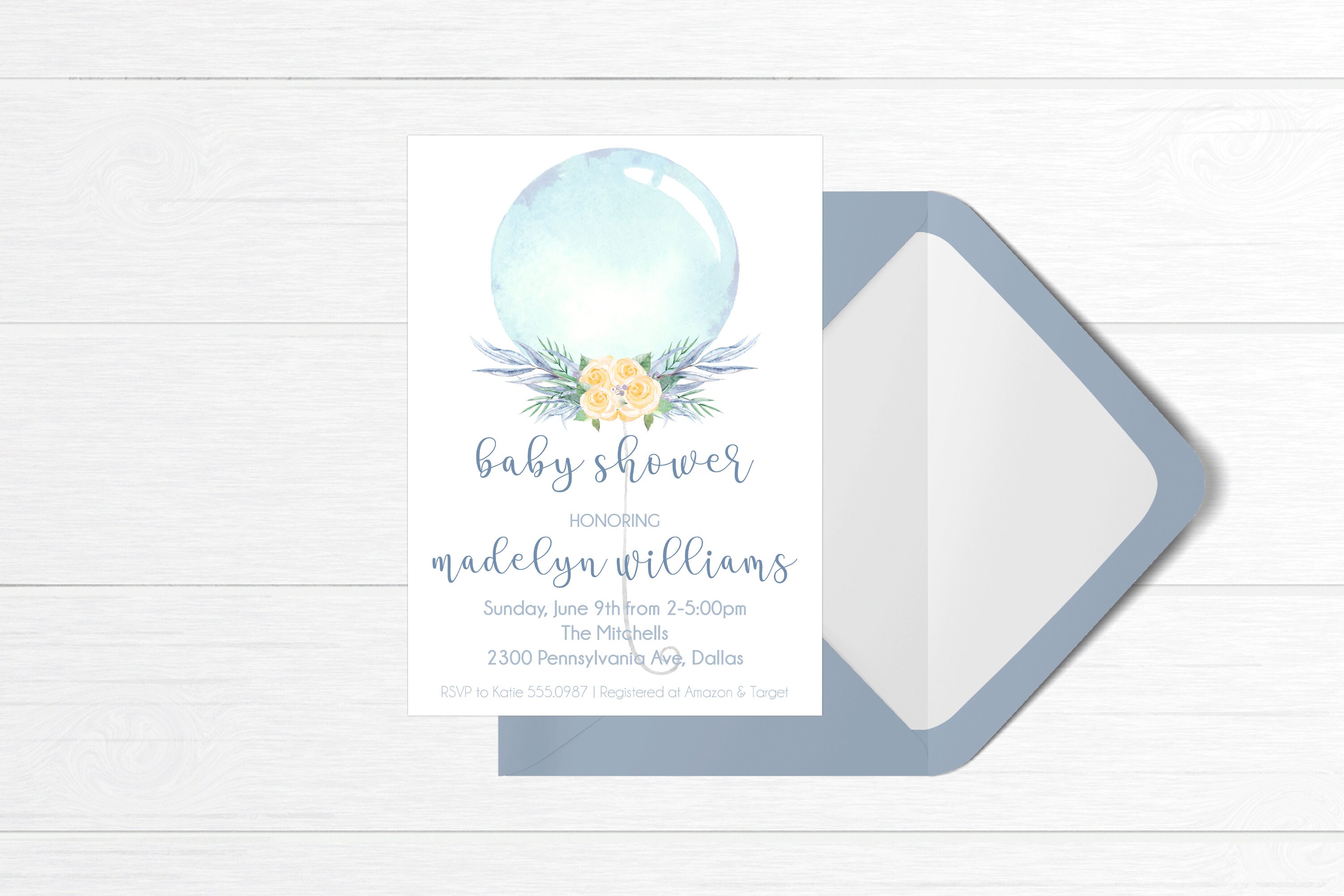 Editable Balloon Baby Shower Invitation Boy Instant Digital Download ...