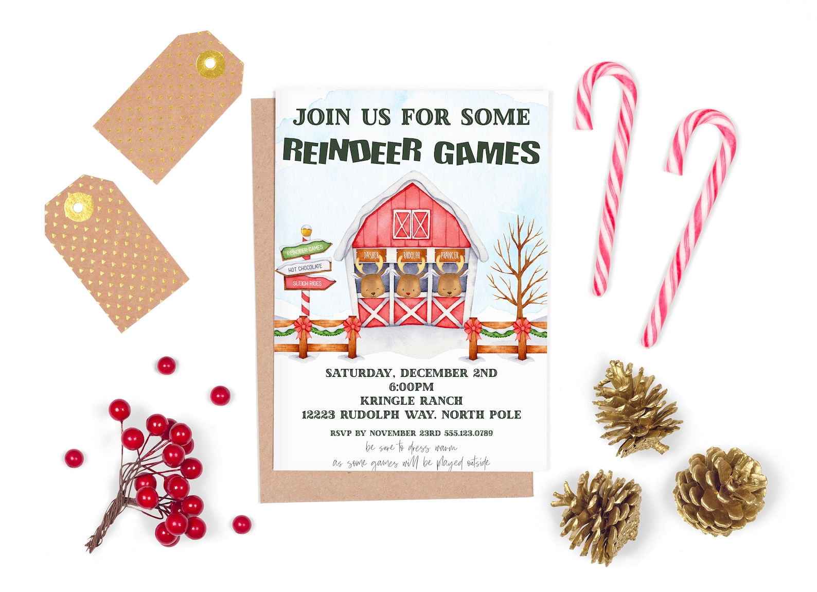 Editable Reindeer Games Christmas Party Invitation | Adult Christmas ...