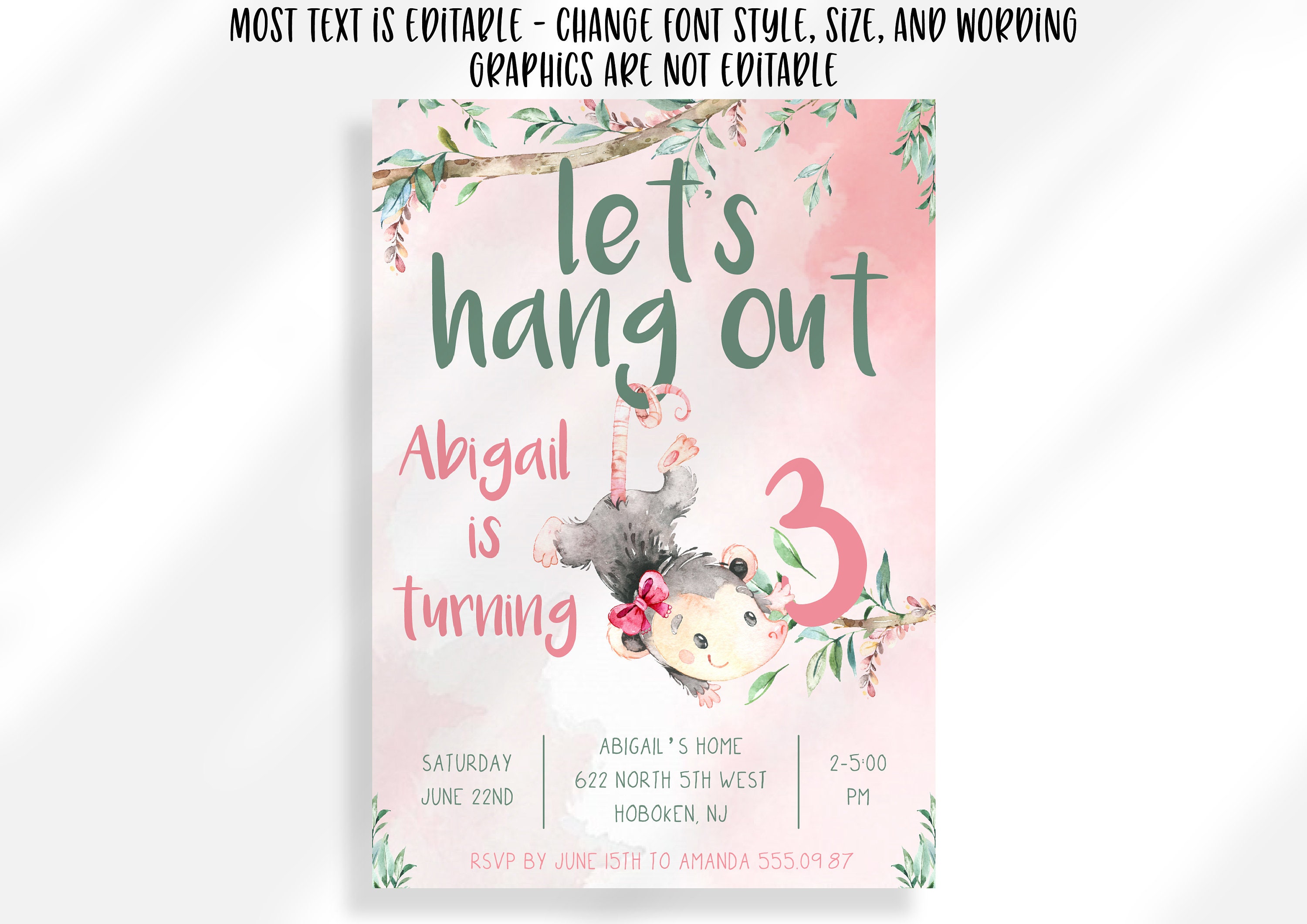 Editable Come Hang Out Birthday Invitation for Instant Digital Download ...