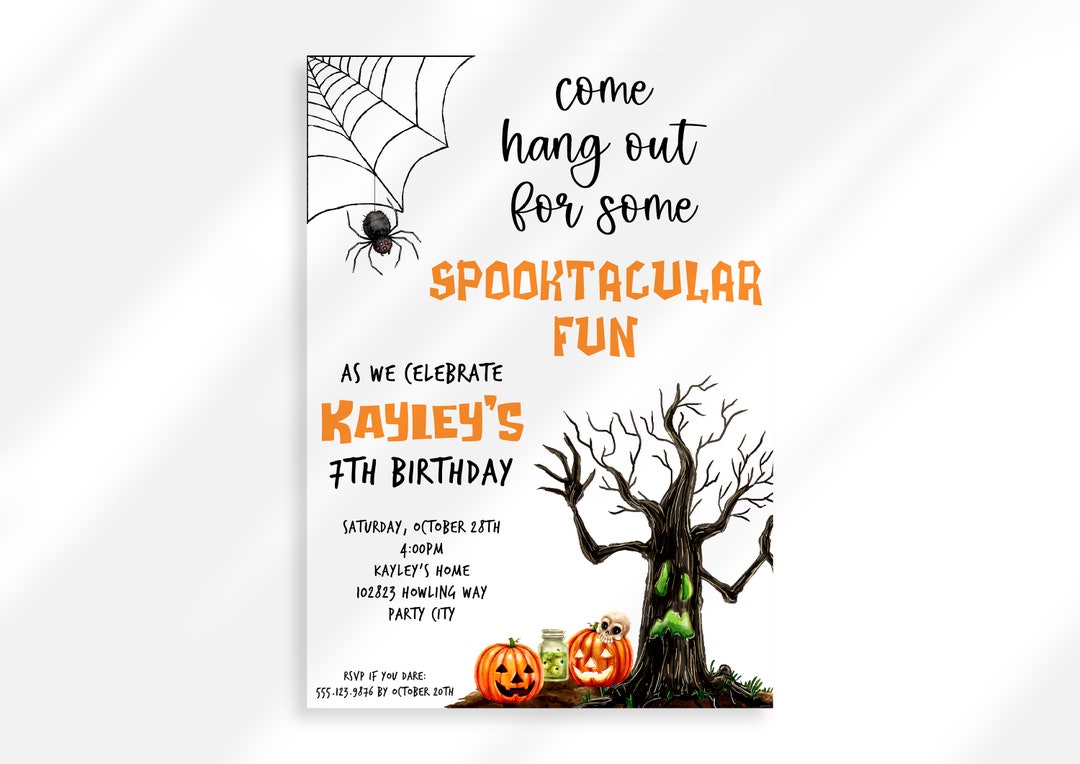 Editable Spooktacular Birthday Invitation | Kid Halloween Party Invite ...