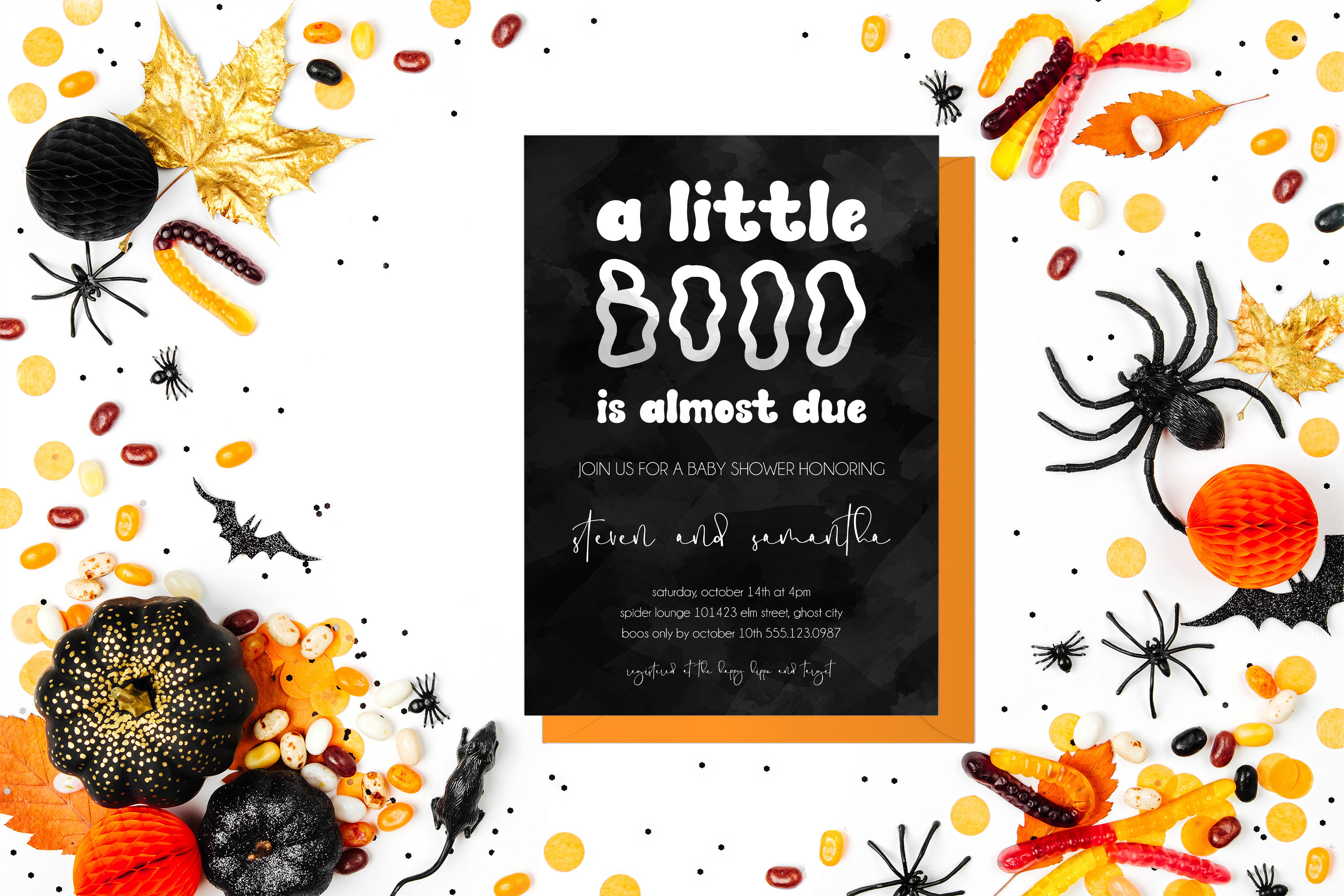 Editable Black and White A Little Boo is Almost Due Baby - Etsy