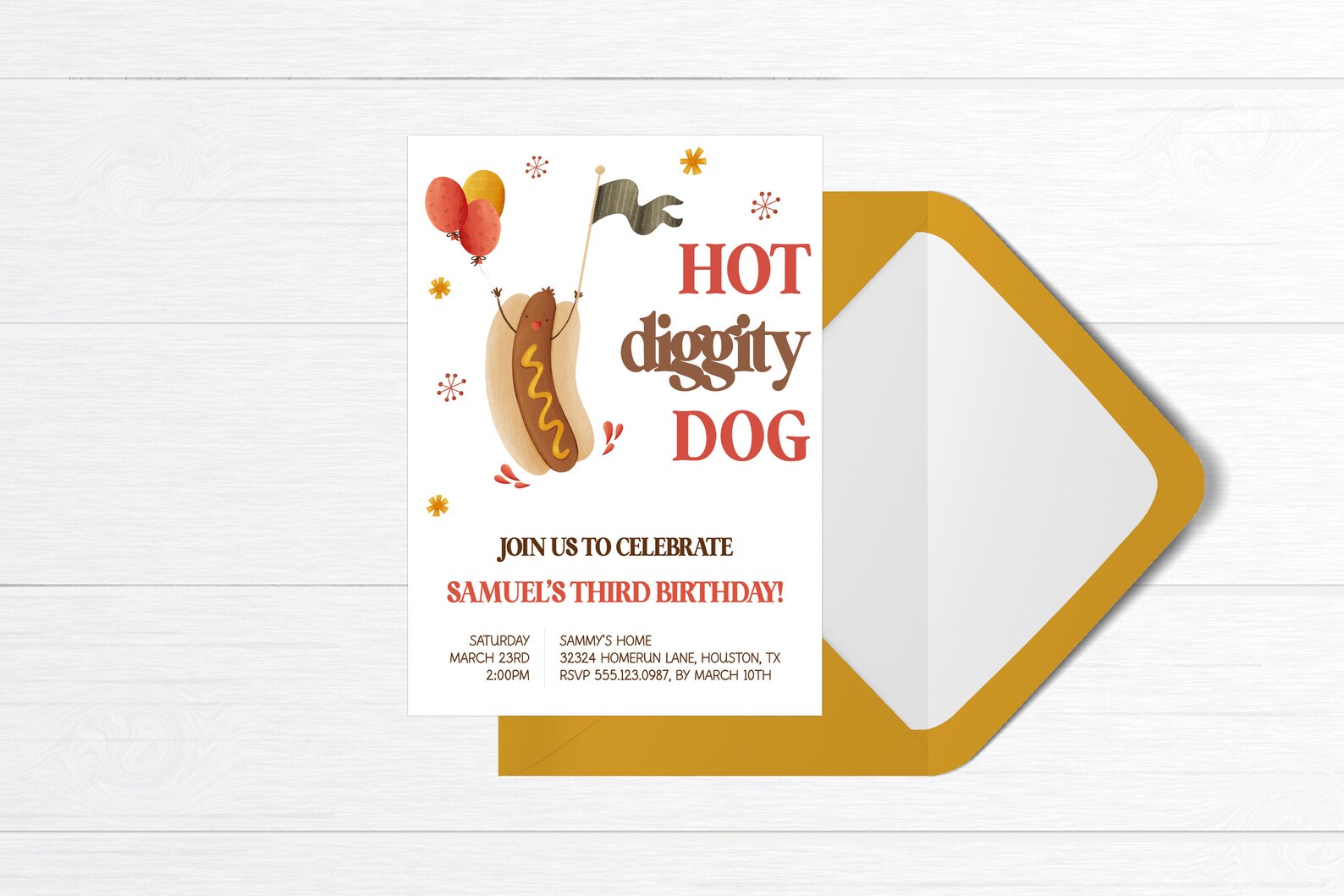 Editable Hot Dog Birthday Invitation Template | Retro Hot Dog Party ...