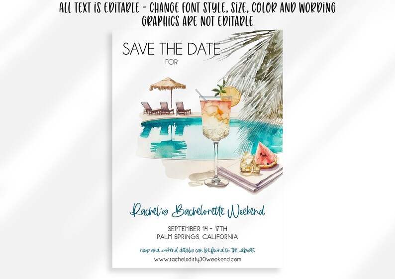 Editable Destination Bachelorette Invitation Girls Weekend - Etsy