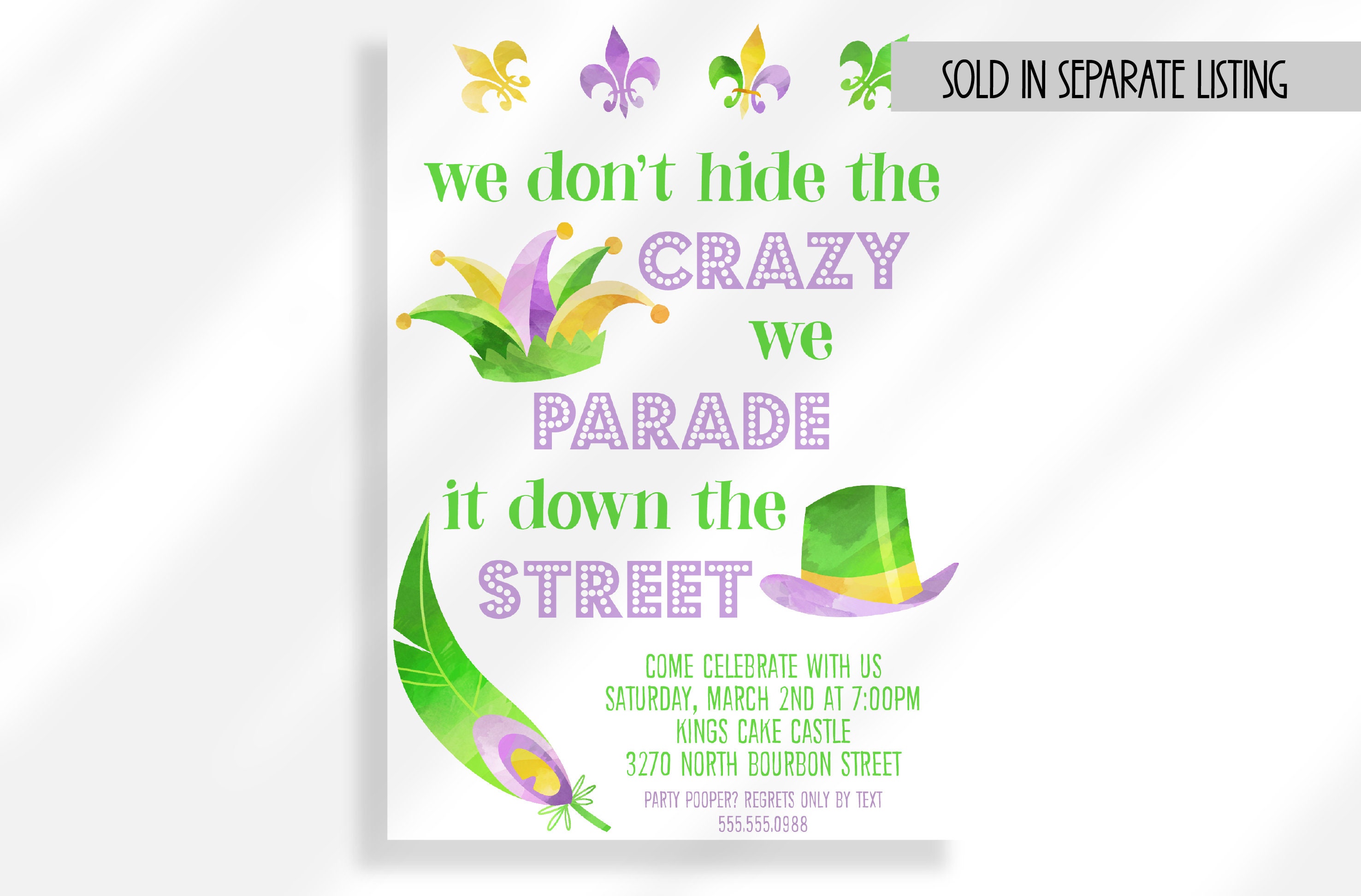 Editable Mardi Gras Baby Shower Invitation Digital Download | Baby ...