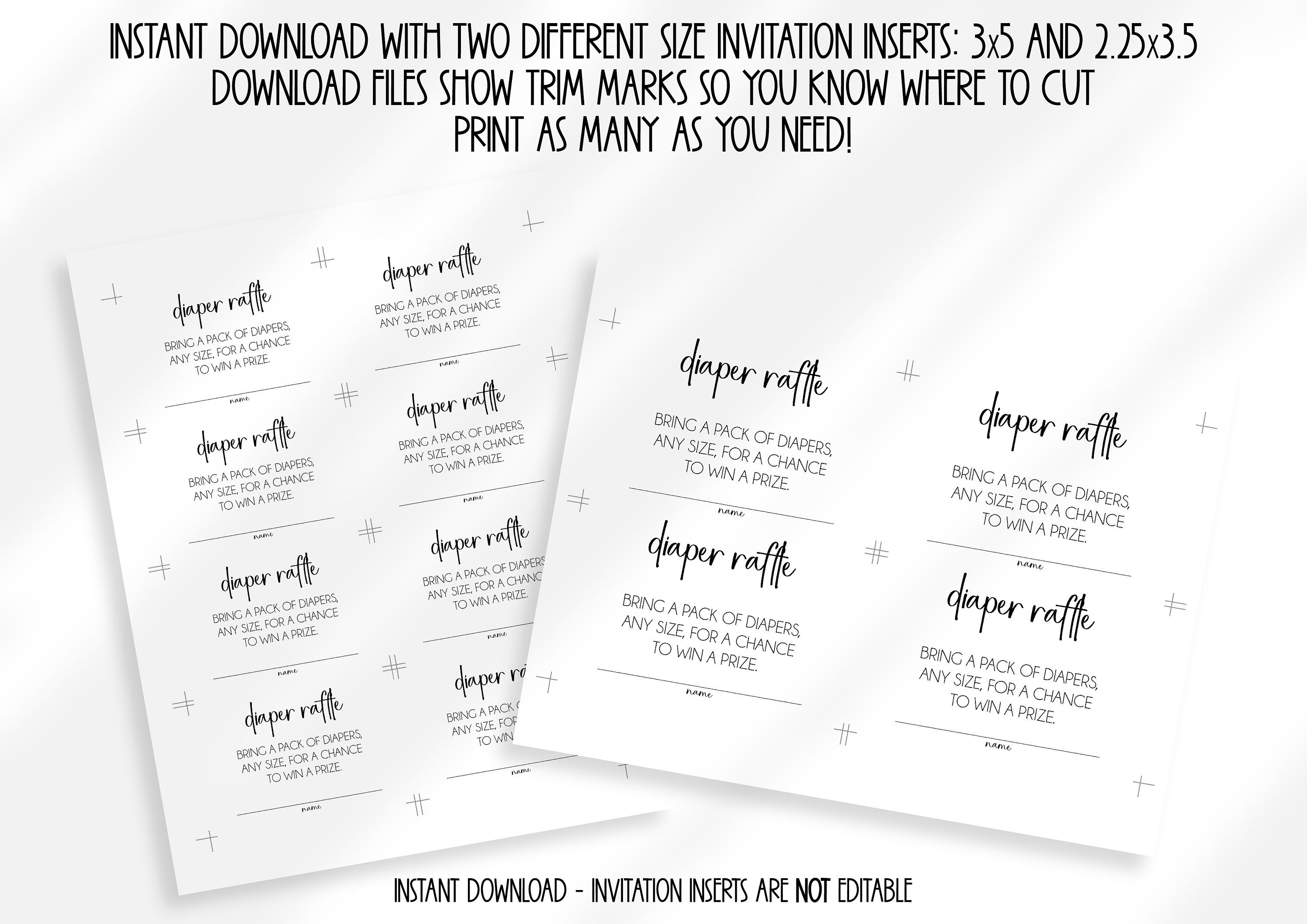 Diaper Raffle Tickets Printable Instant Download Baby Shower Diaper ...