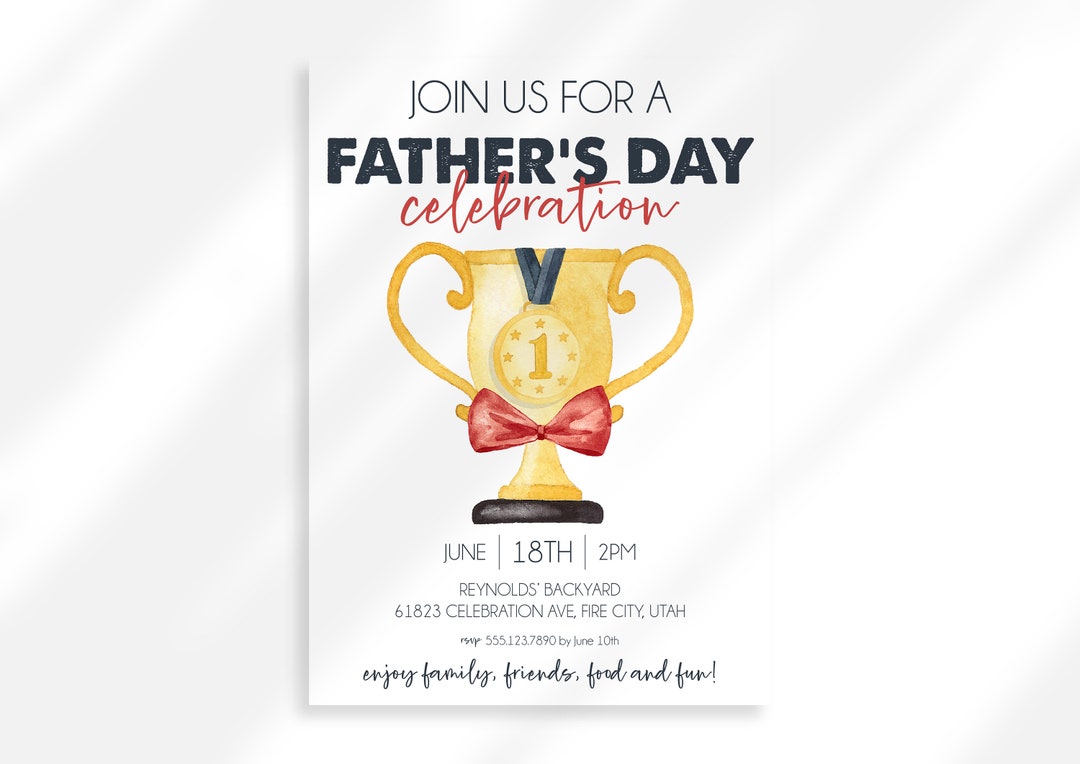 Editable Fathers Day Trophy | Fathers Day BBQ Invite | Grill and Chill ...