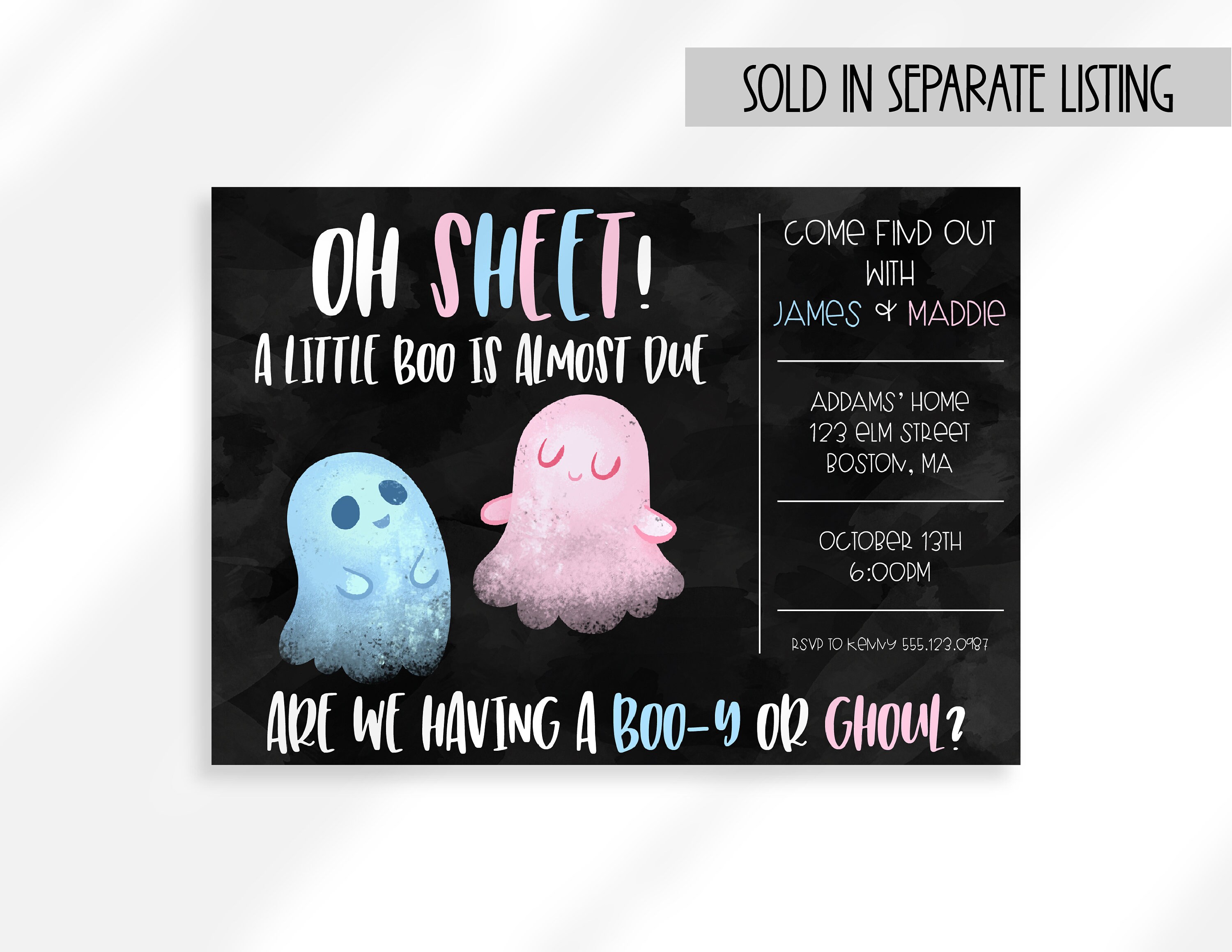 Editable Boo-y or Ghoul Gender Reveal Invitation | Oh Sheet Halloween ...