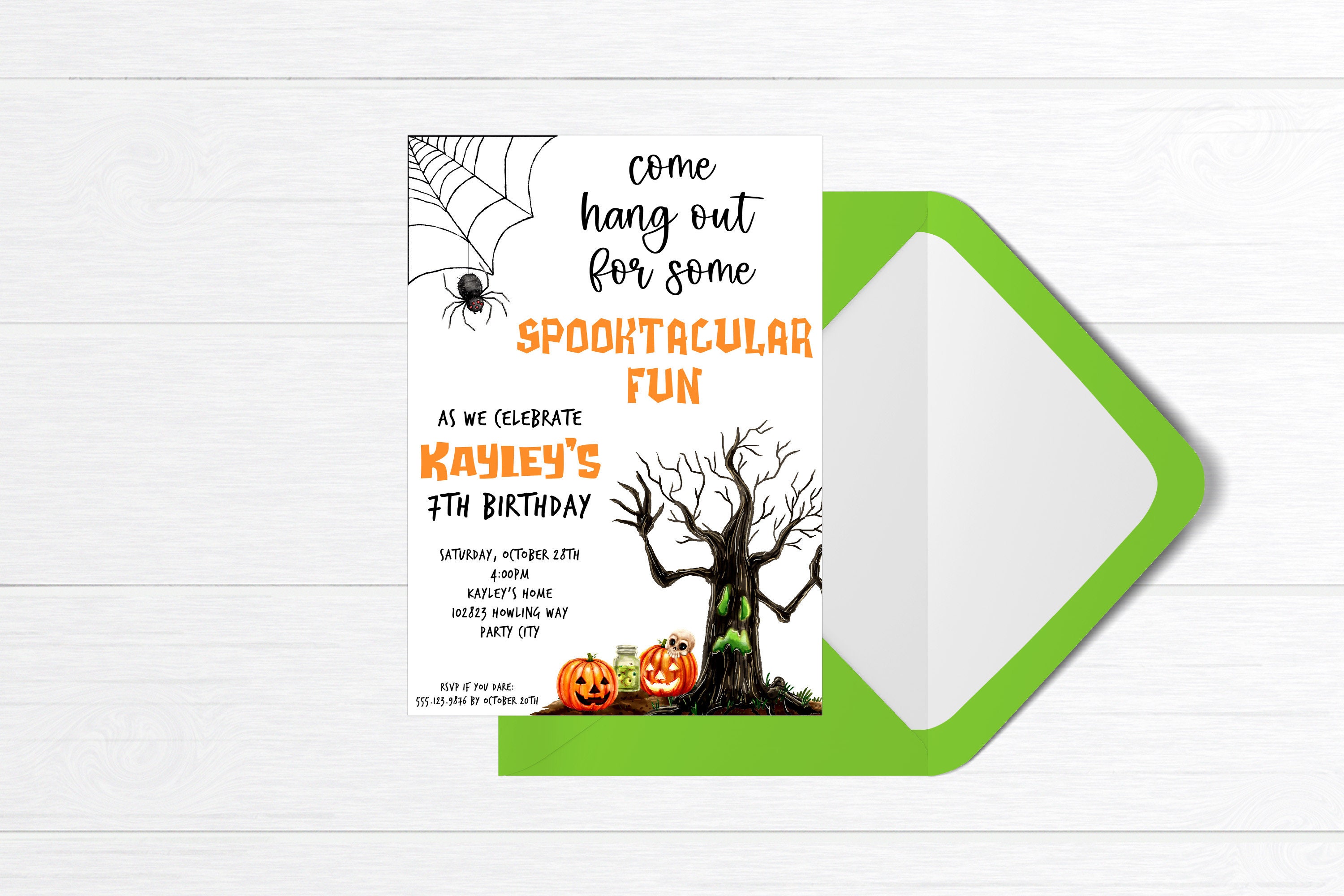 Editable Spooktacular Birthday Invitation | Kid Halloween Party Invite ...
