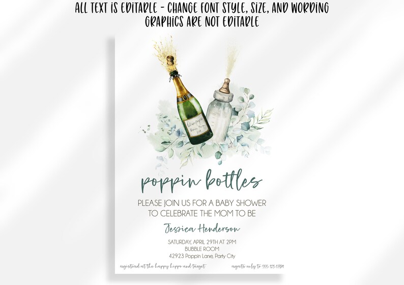Poppin Bottles Baby Shower Invite Template Baby Shower Invitation ...