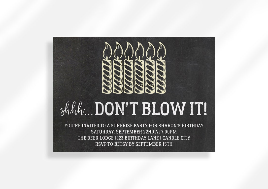 Editable Surprise Birthday Invitation Digital Download | Don't Blow It ...