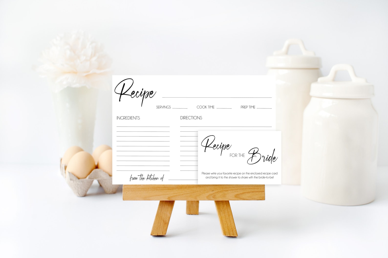 Minimalist Recipe Card Template 4x6 | Kitchen Bridal Shower Recipe ...