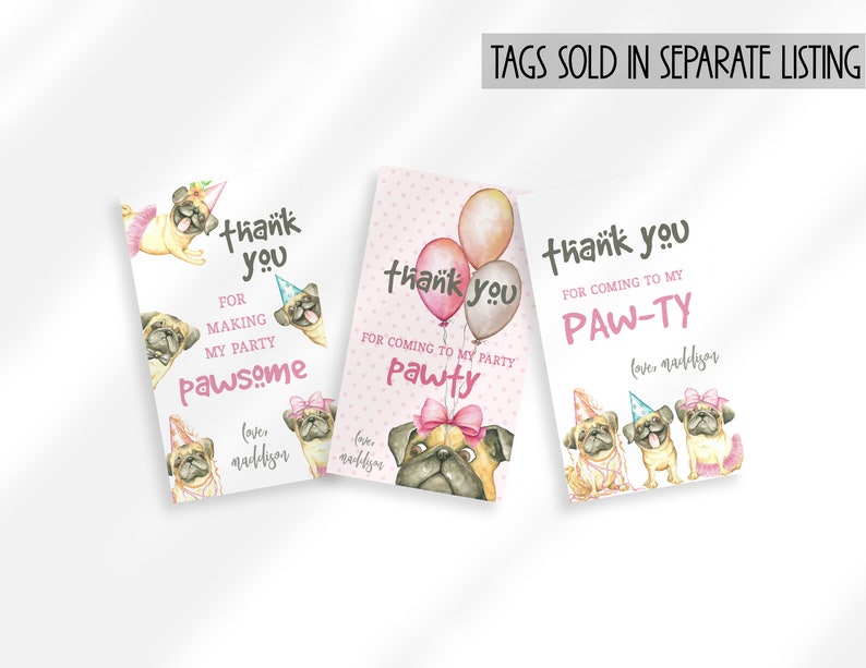 Editable Pawsome Party Favor Tags | Puppy Dog Birthday Thank You Tag ...