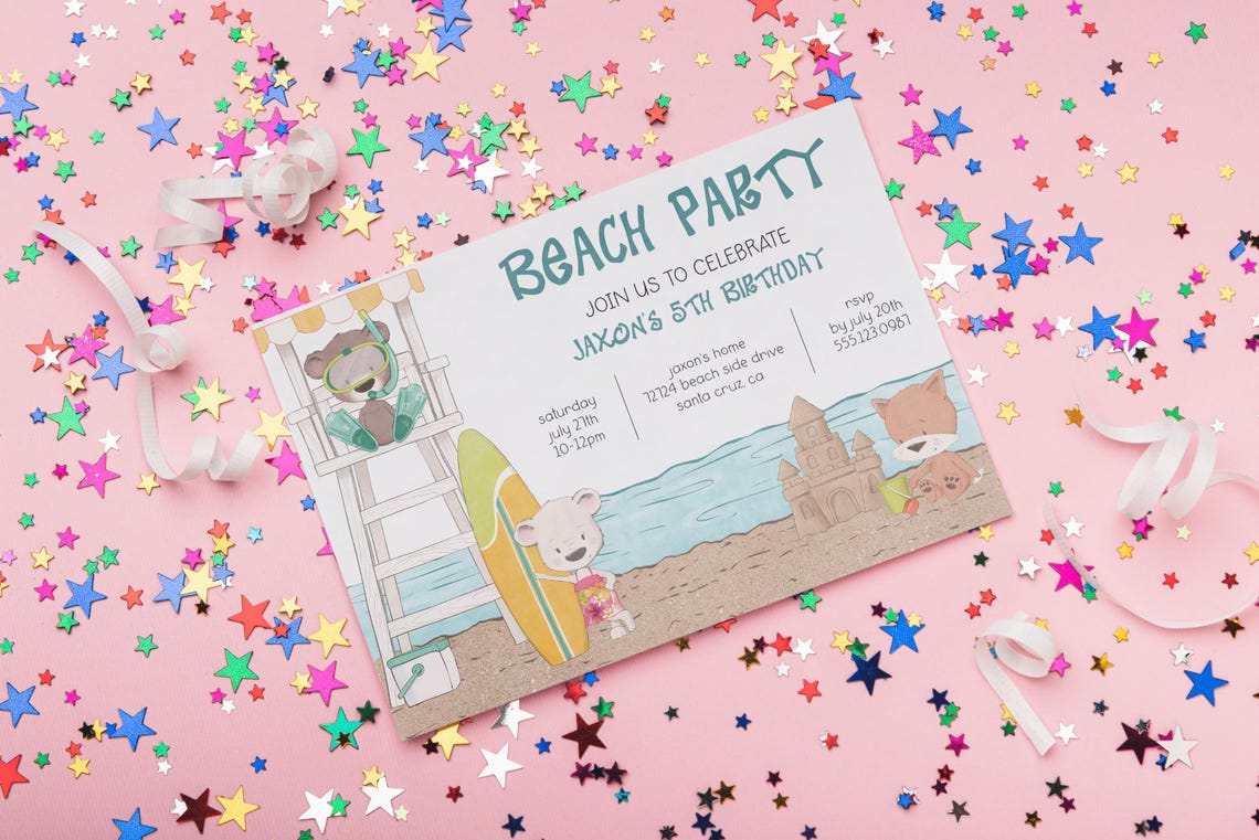 Editable Beach Party Invitation Template Lets Celebrate Beach Invite ...