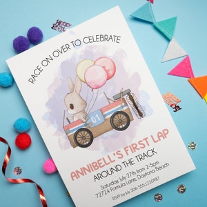 Editable First Lap Birthday Invitation for Girls | Race Car Birthday ...