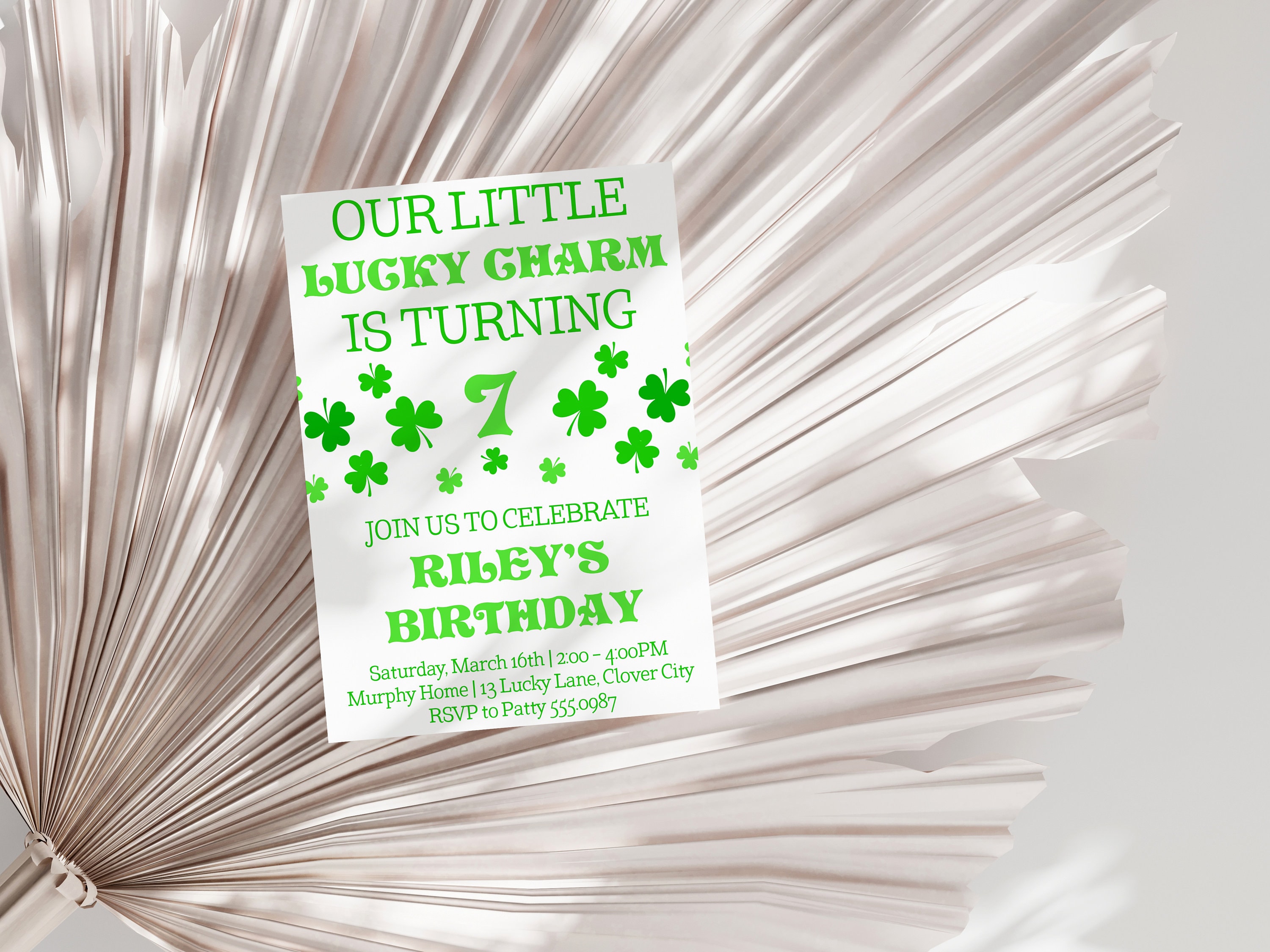 Editable Lucky Seven Birthday Invitation for Instant Digital Download ...