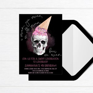 Editable Halloween Ice Cream Birthday Invitation | Pink Fourth Birthday ...