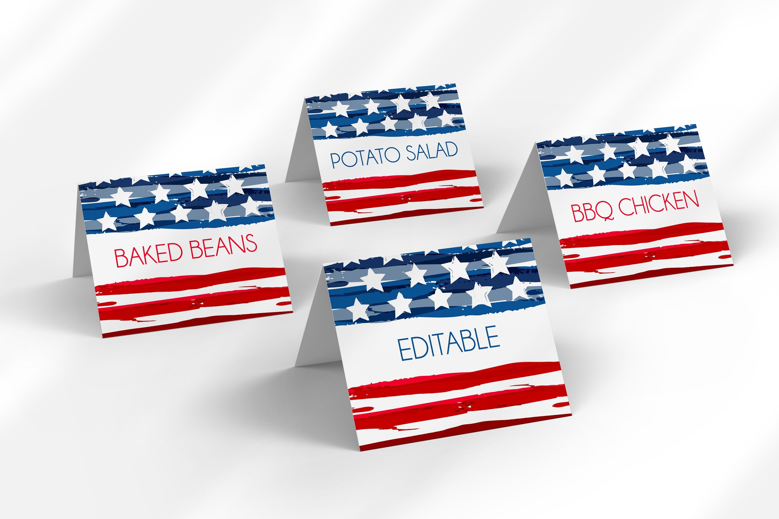 Editable 4th of July Food Tent Cards | Food Labels | Edit All Text ...