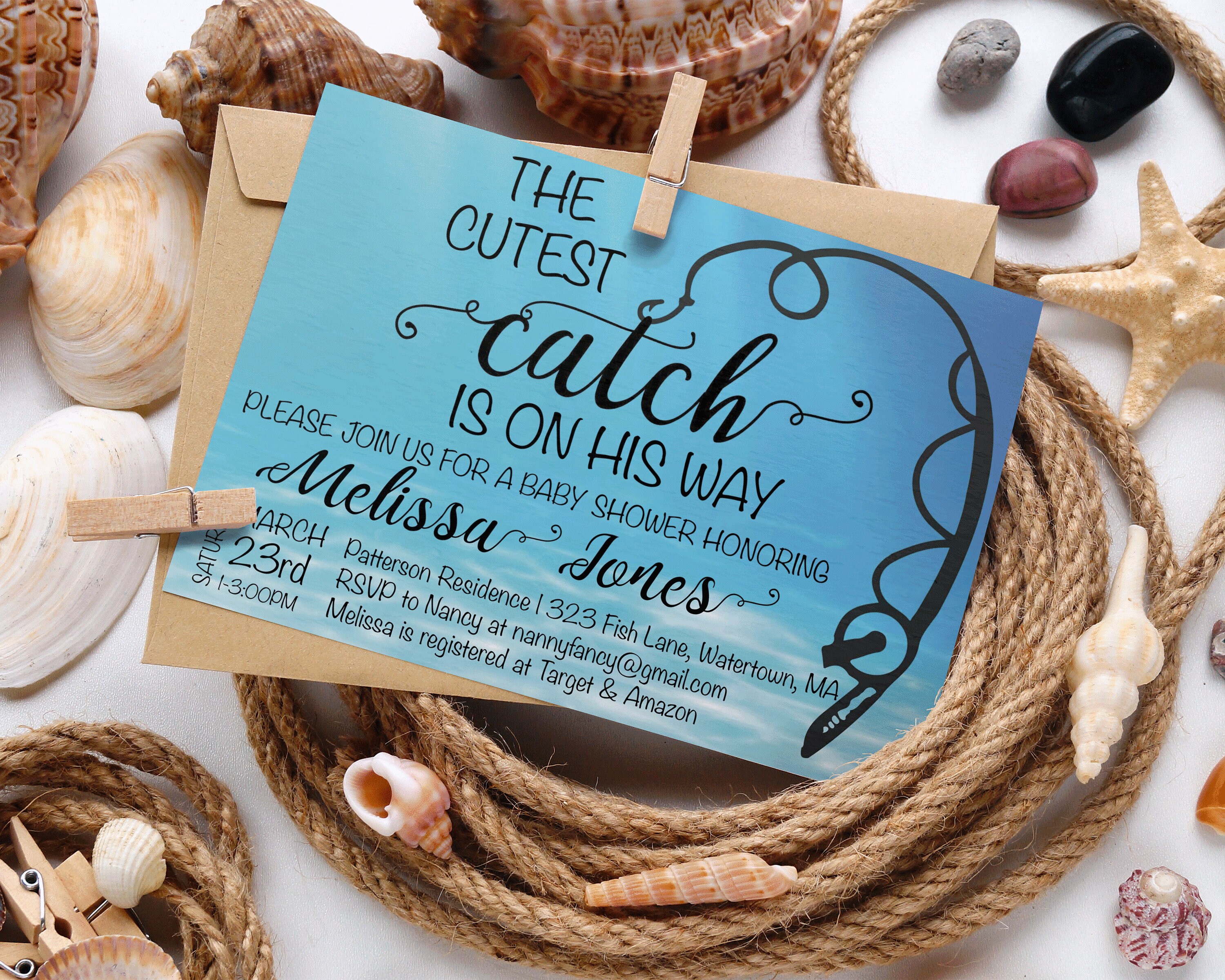 Editable Fishing Baby Shower Invitation Boy Digital Download | Cutest ...