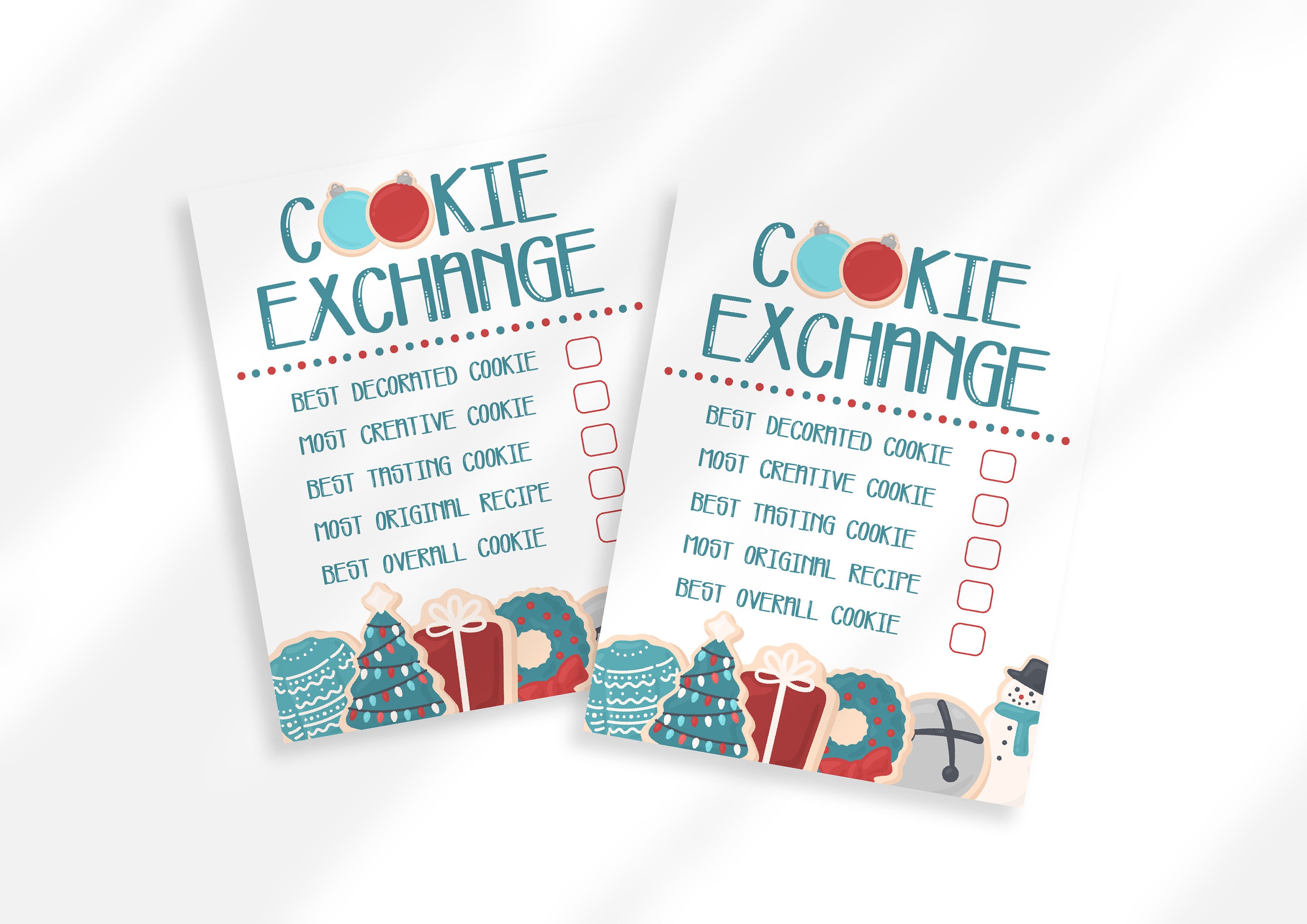 Editable Red and Blue Cookie Exchange Voting Ballots | Holiday Cookie ...